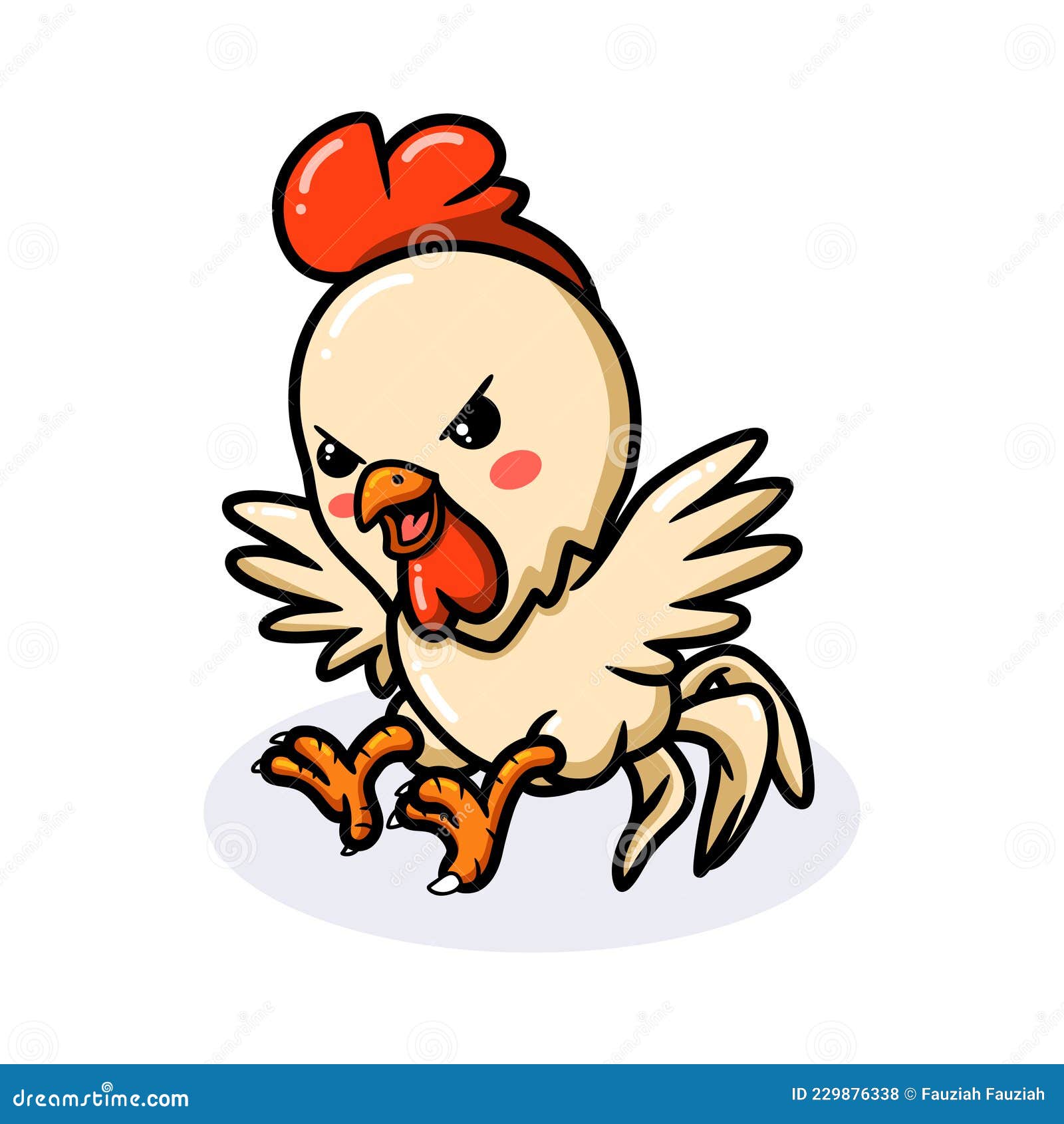 Cute Angry Little Rooster Cartoon Stock Vector - Illustration of farm ...