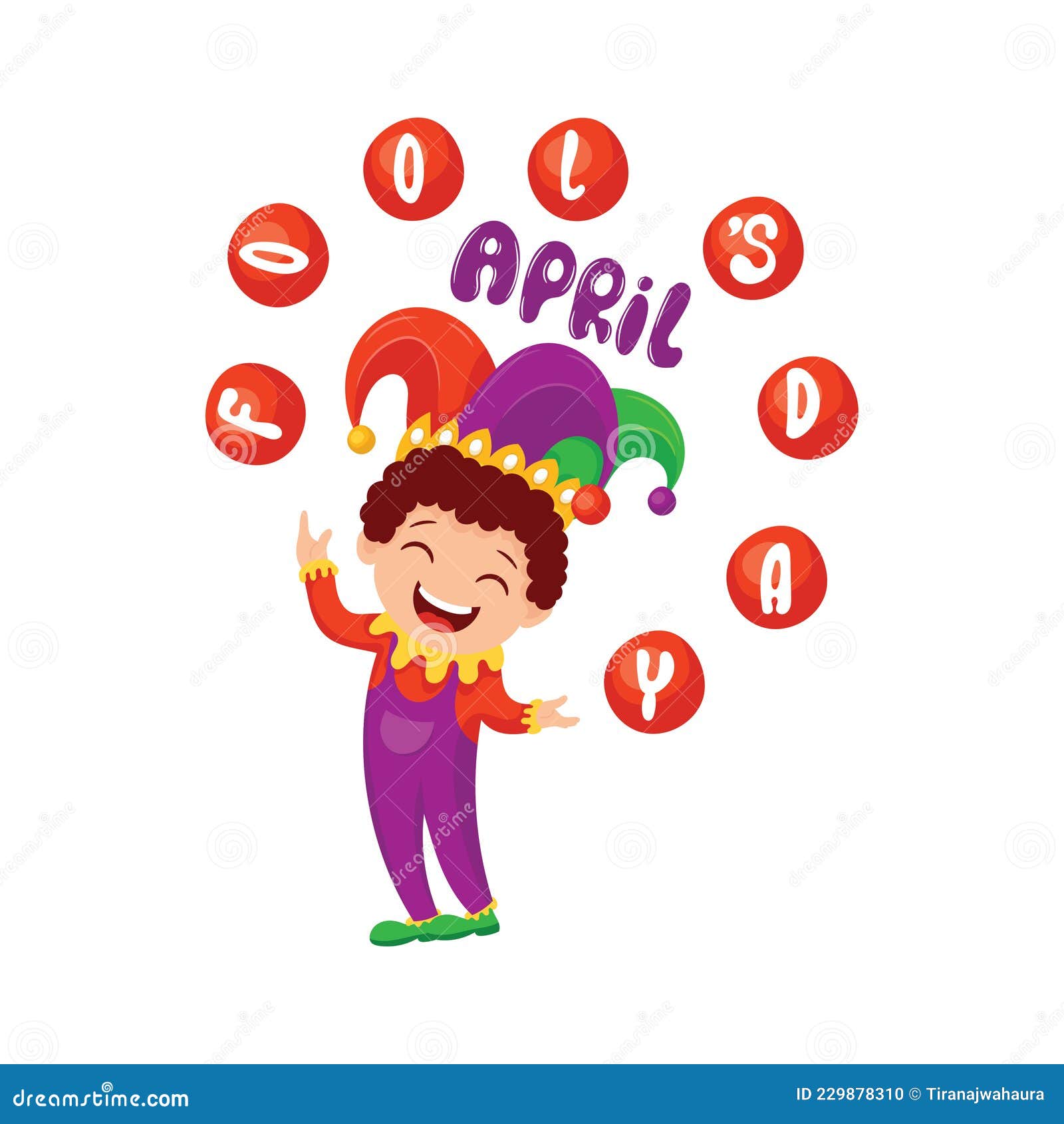 April Fools Day, Cute Clown Playing Ball Stock Vector - Illustration of ...