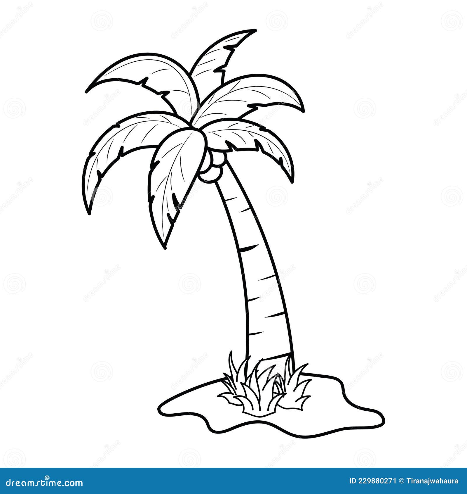 Coconut Tree Outline Vector Illustration,linear Style Object Stock ...