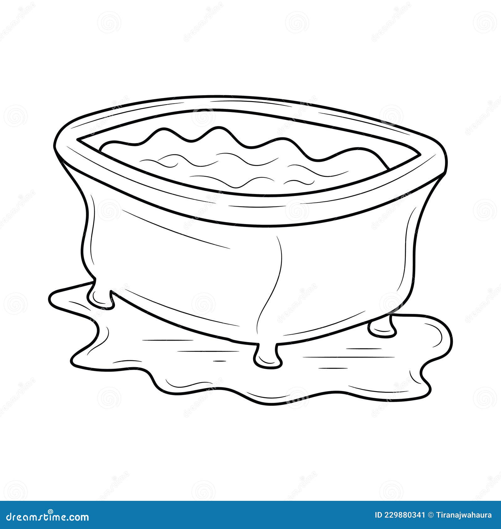 Simple Bathtub Vector Illustration, Line Art Colored Style Stock Vector ...