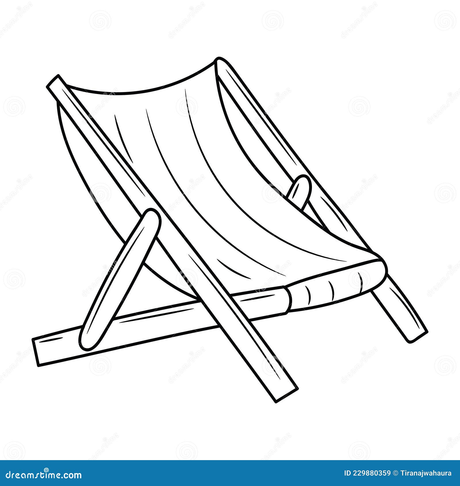 Beach Chair Line Art Colored Vector Illustration Stock Vector ...