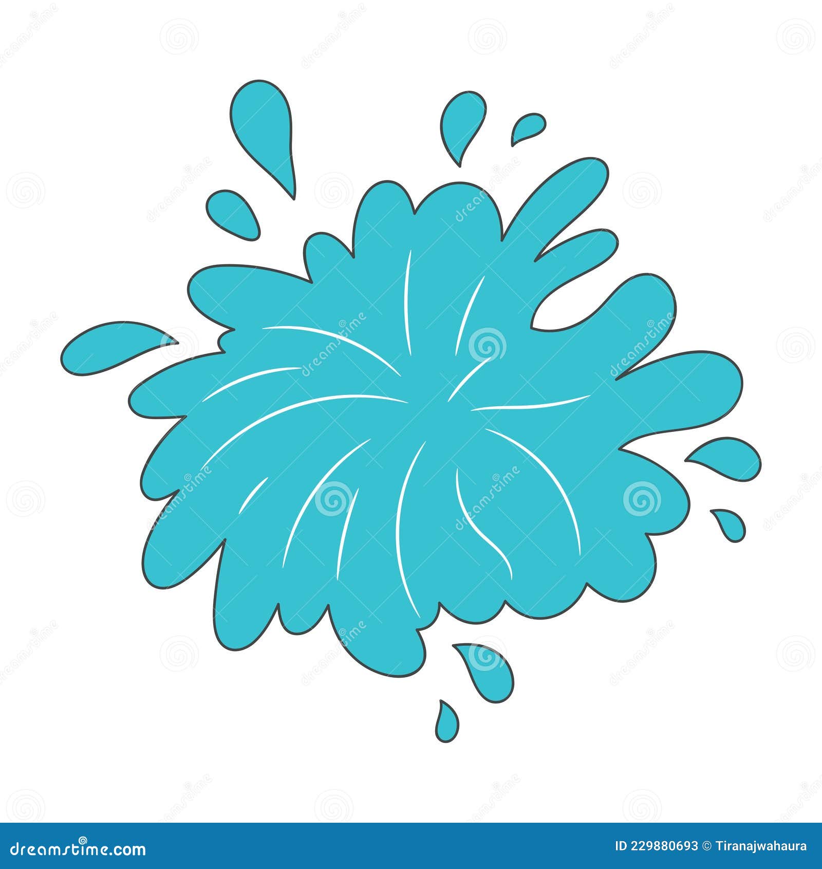 Water Splash Vector Illustration, Line Art Colored Style Stock Vector ...