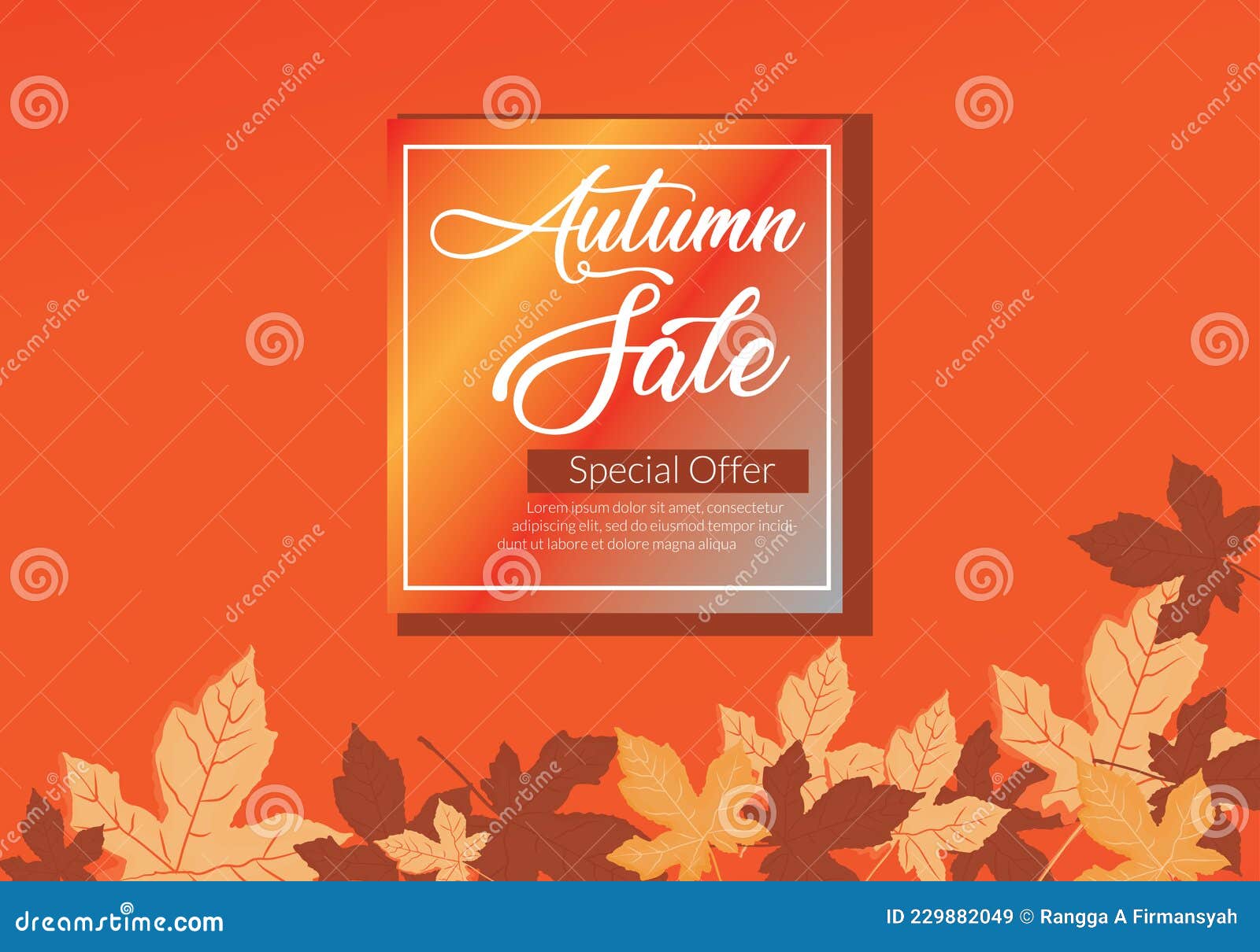 Orange Autumn Sale Banner for Promotion Stock Illustration ...