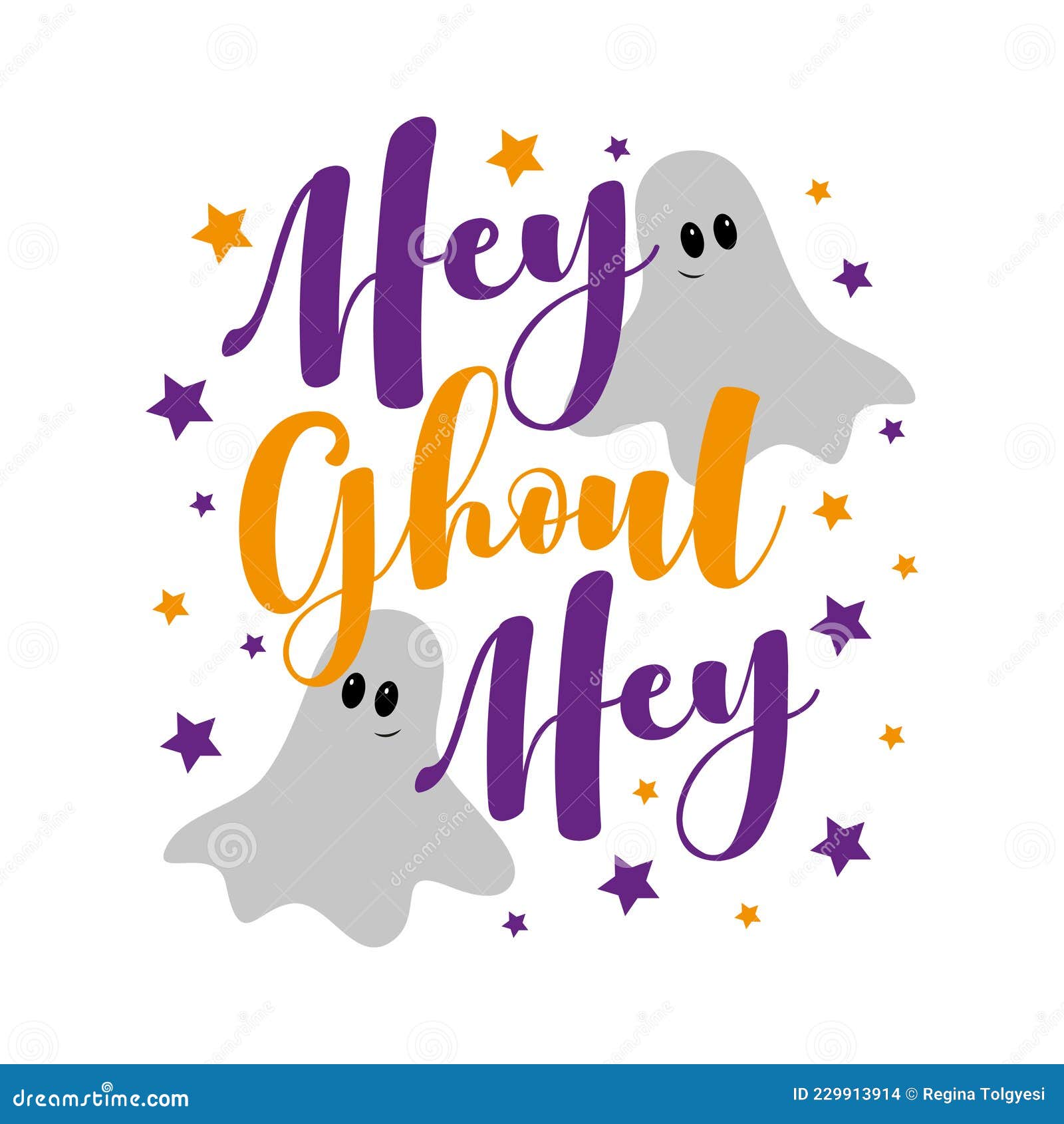 Hey Ghoul Hey - Funny Slogan with Ghost for Halloween. Stock Vector ...