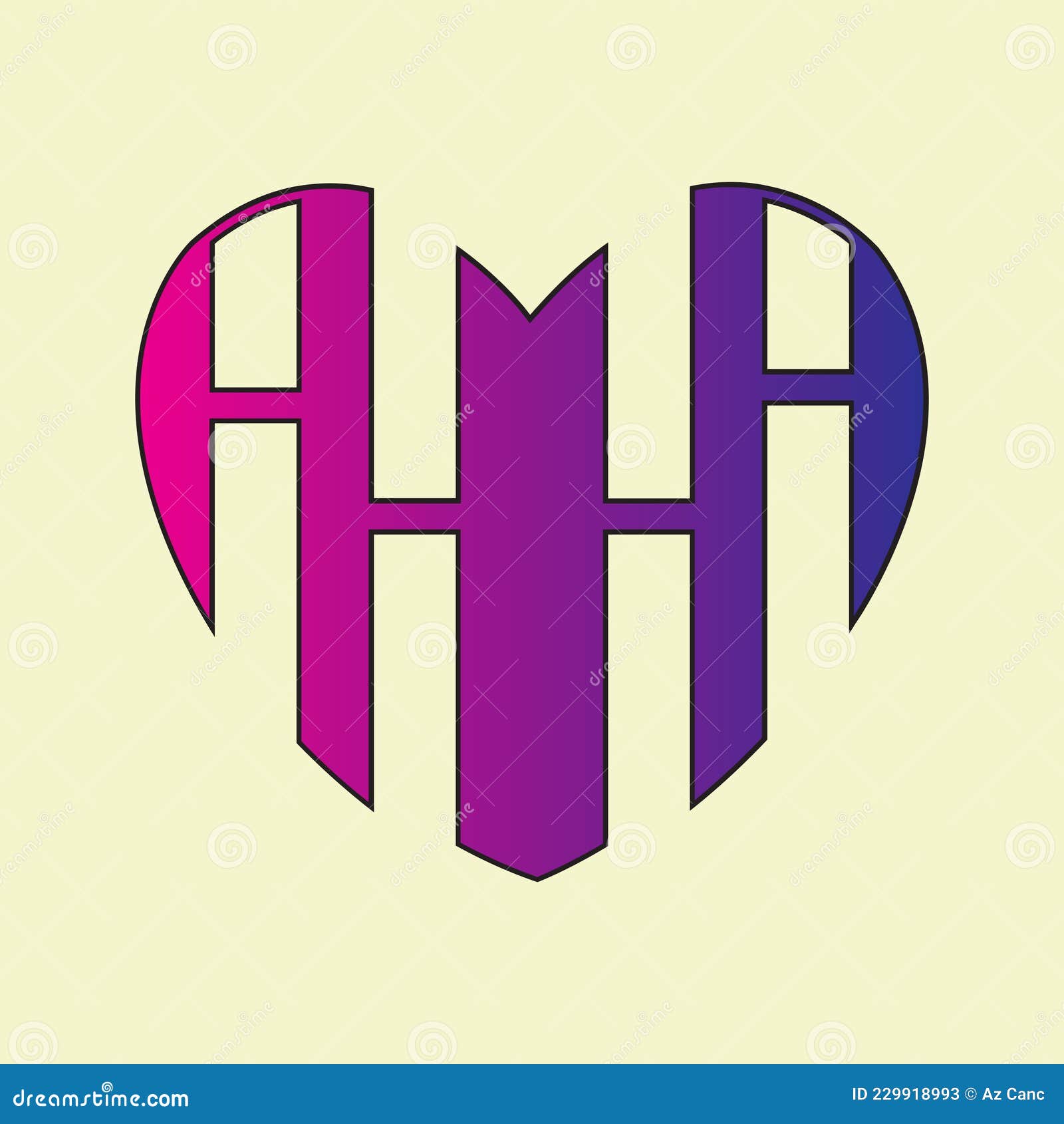 Logo Letter Monogram AHHA Love Stock Vector - Illustration of design ...