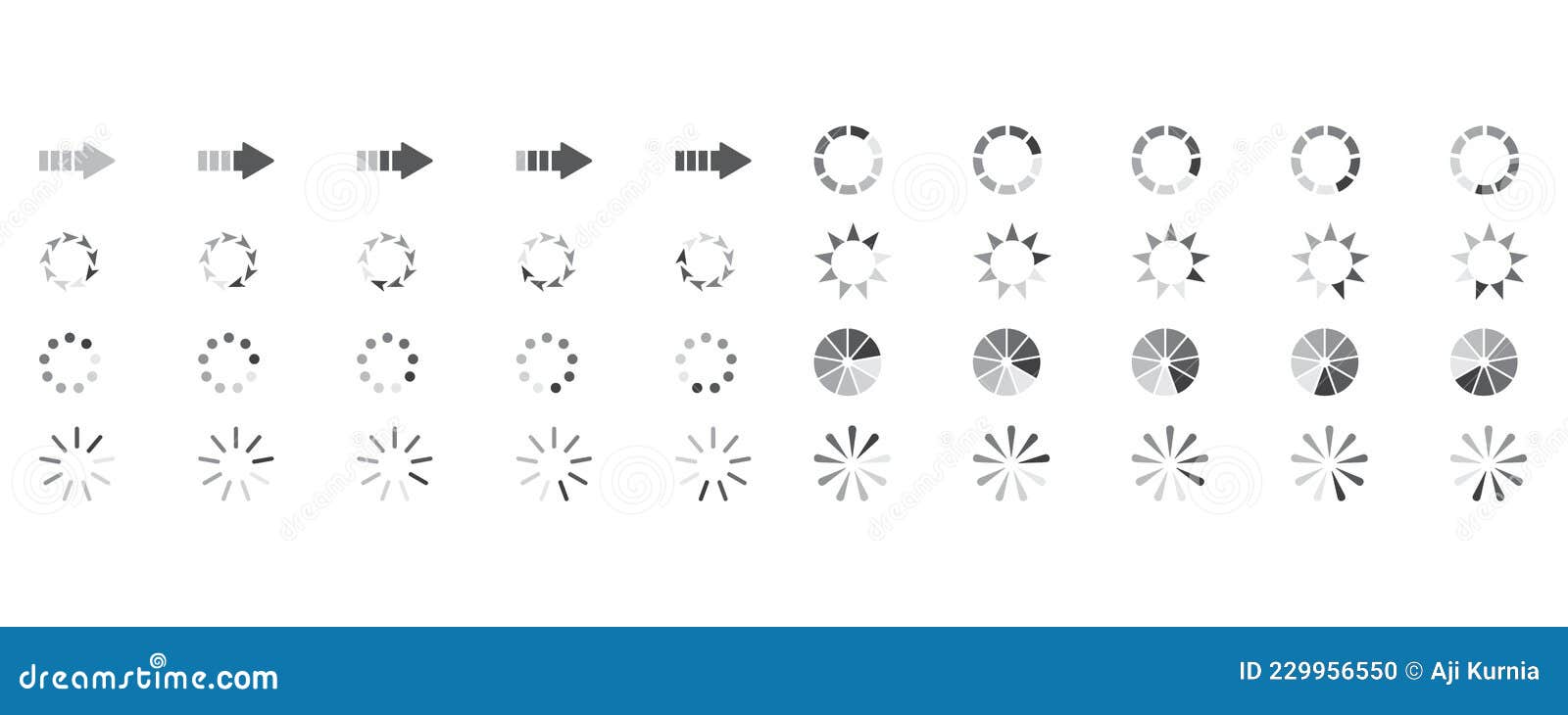 Set of Icons Loading, Streaming, Buffering Stock Vector - Illustration ...