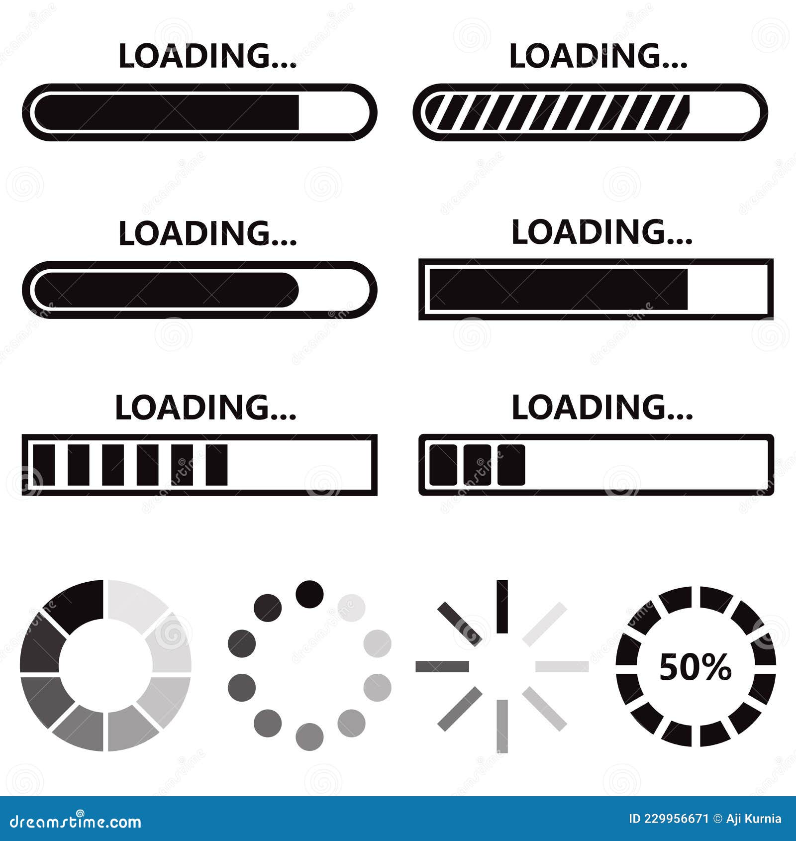 Set of Simple Icons Loading, Streaming, Buffering Stock Illustration ...