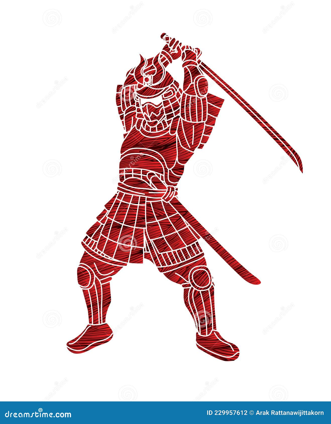 Samurai Warrior or Ronin Japanese Fighter Action with Armor and Weapon ...