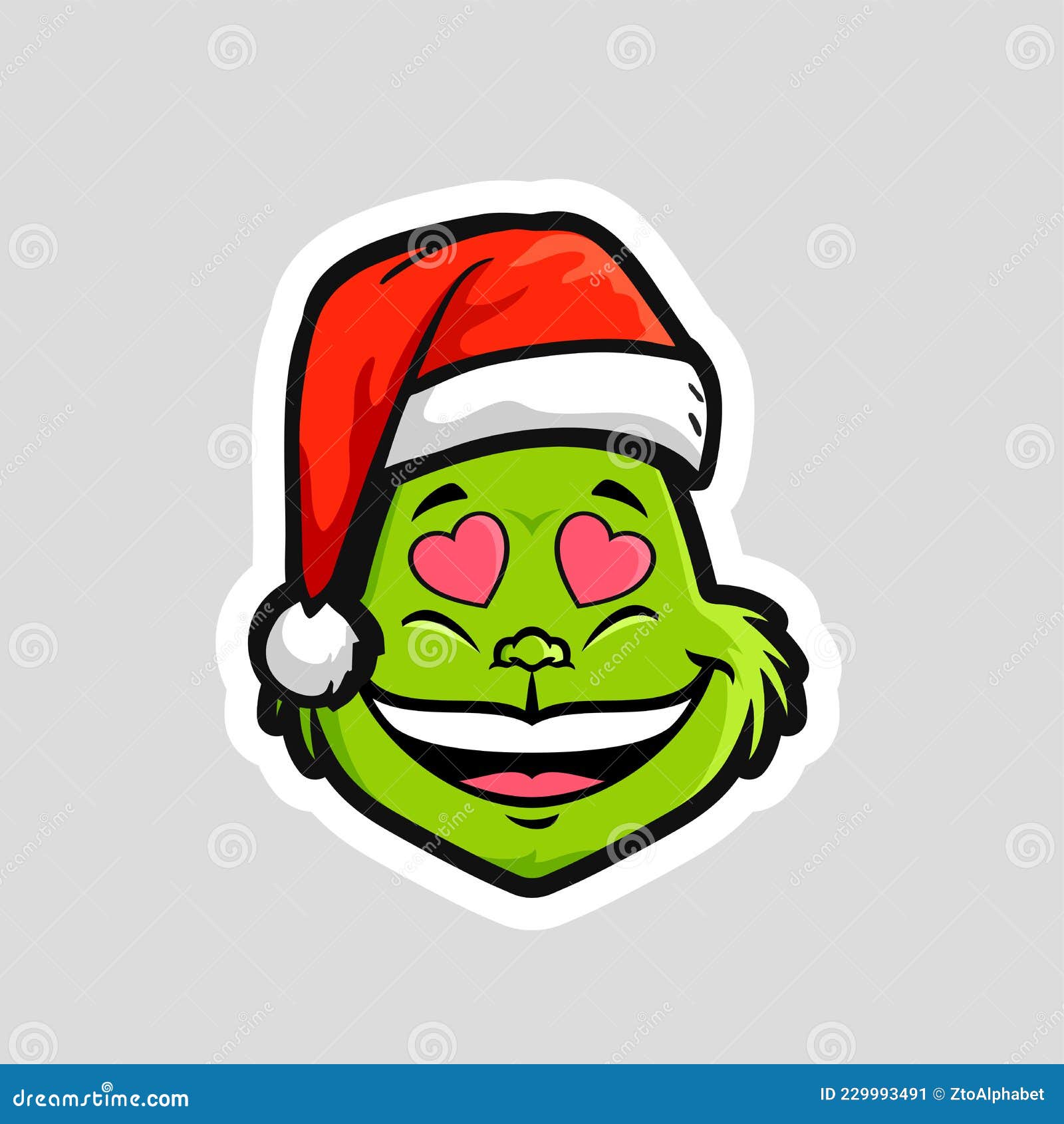 Grinch Christmas Emoticon Smiling Face with Heart-Eyes Editorial Photo ...
