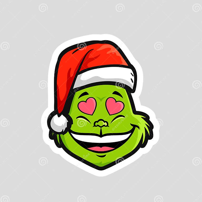 Grinch Christmas Emoticon Smiling Face with Heart-Eyes Editorial Photo ...