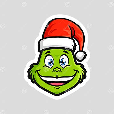 Grinch Christmas Emoticon Beaming with Smiling Face Sticker Editorial ...
