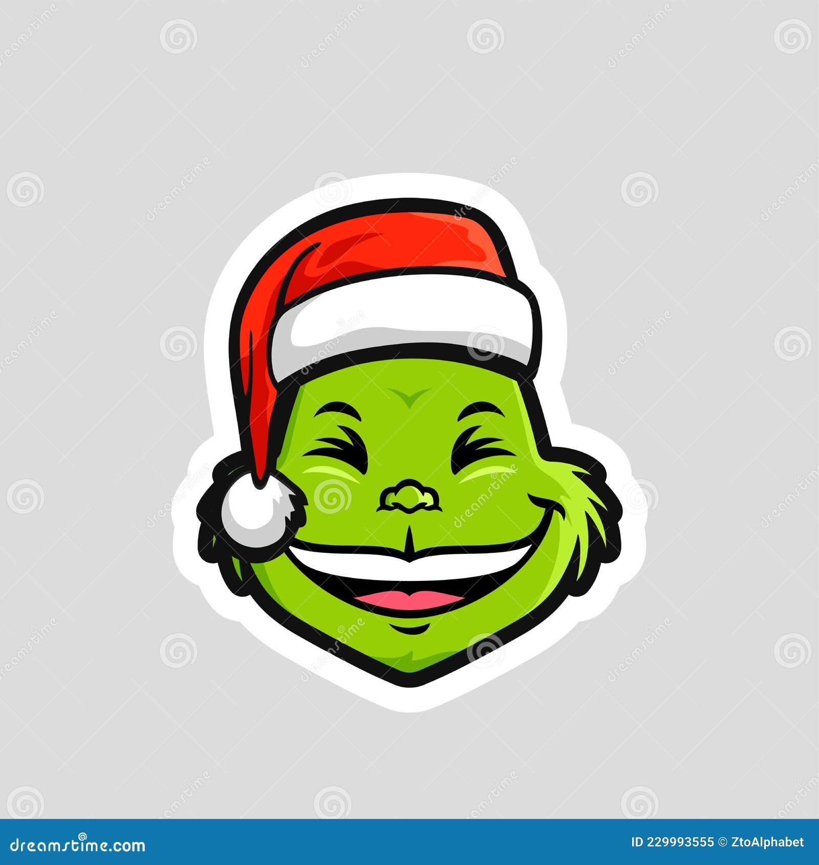 Grinch Christmas Emoticon Grinning Squinting Face Sticker Editorial ...