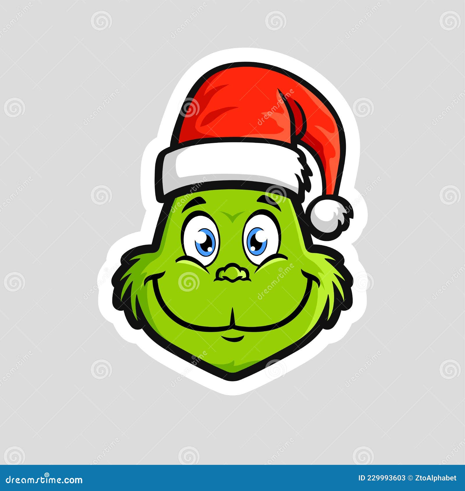 Grinch Christmas Emoticon Grinning Smile Face with Big Smile Editorial ...