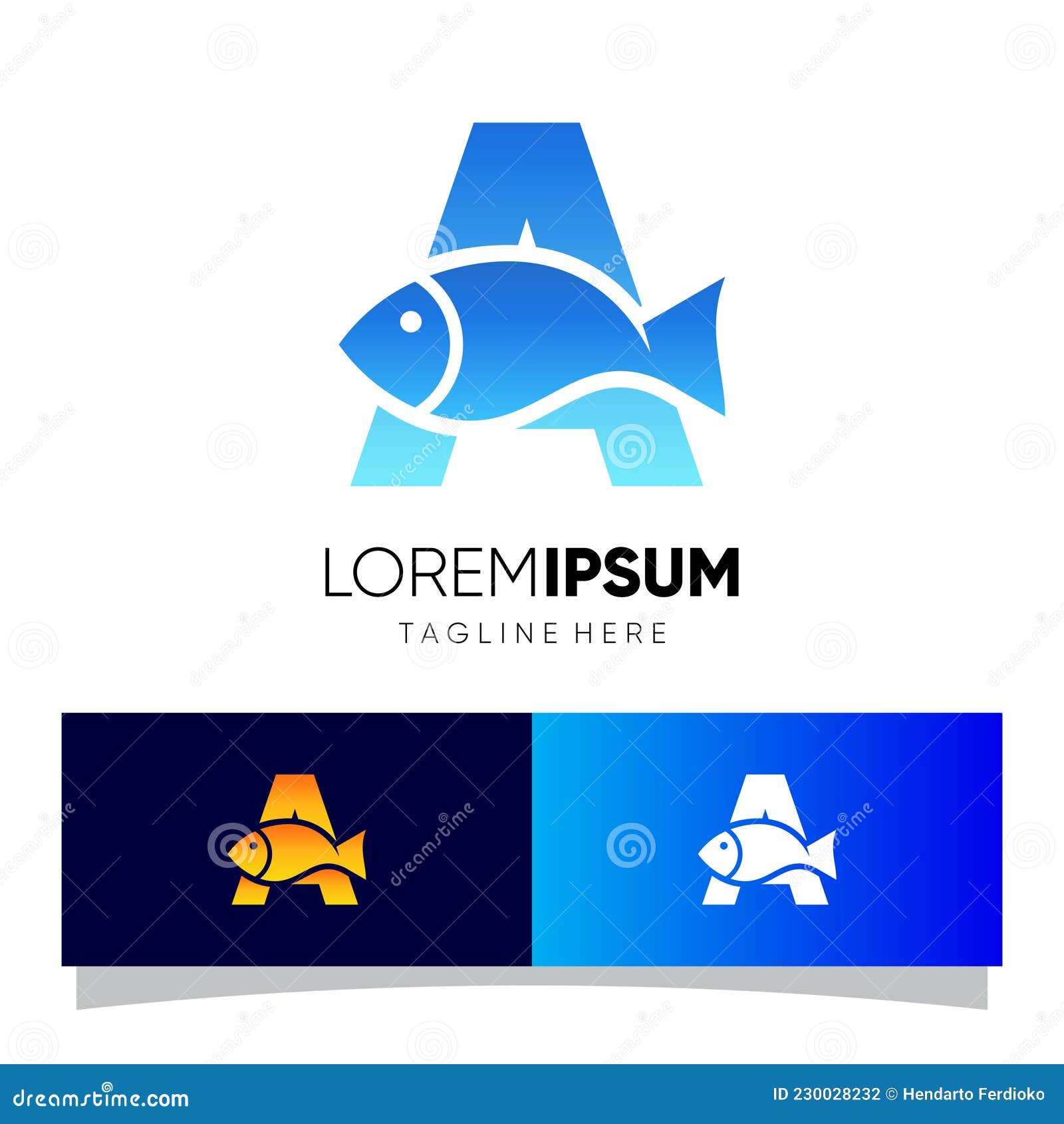 Letter a Initial Fish Logo Design Vector Icon Graphic Emblem ...