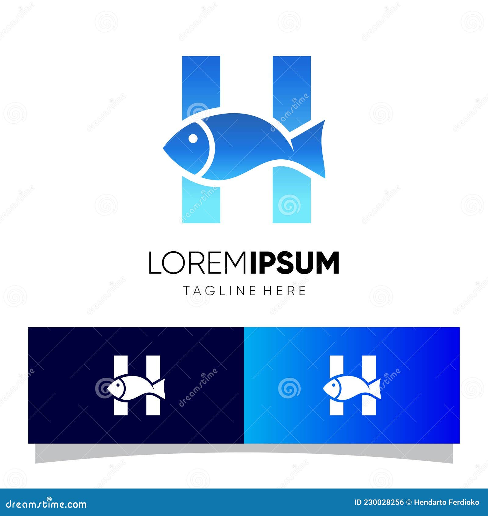 Letter H Initial Fish Logo Design Vector Icon Graphic Emblem ...