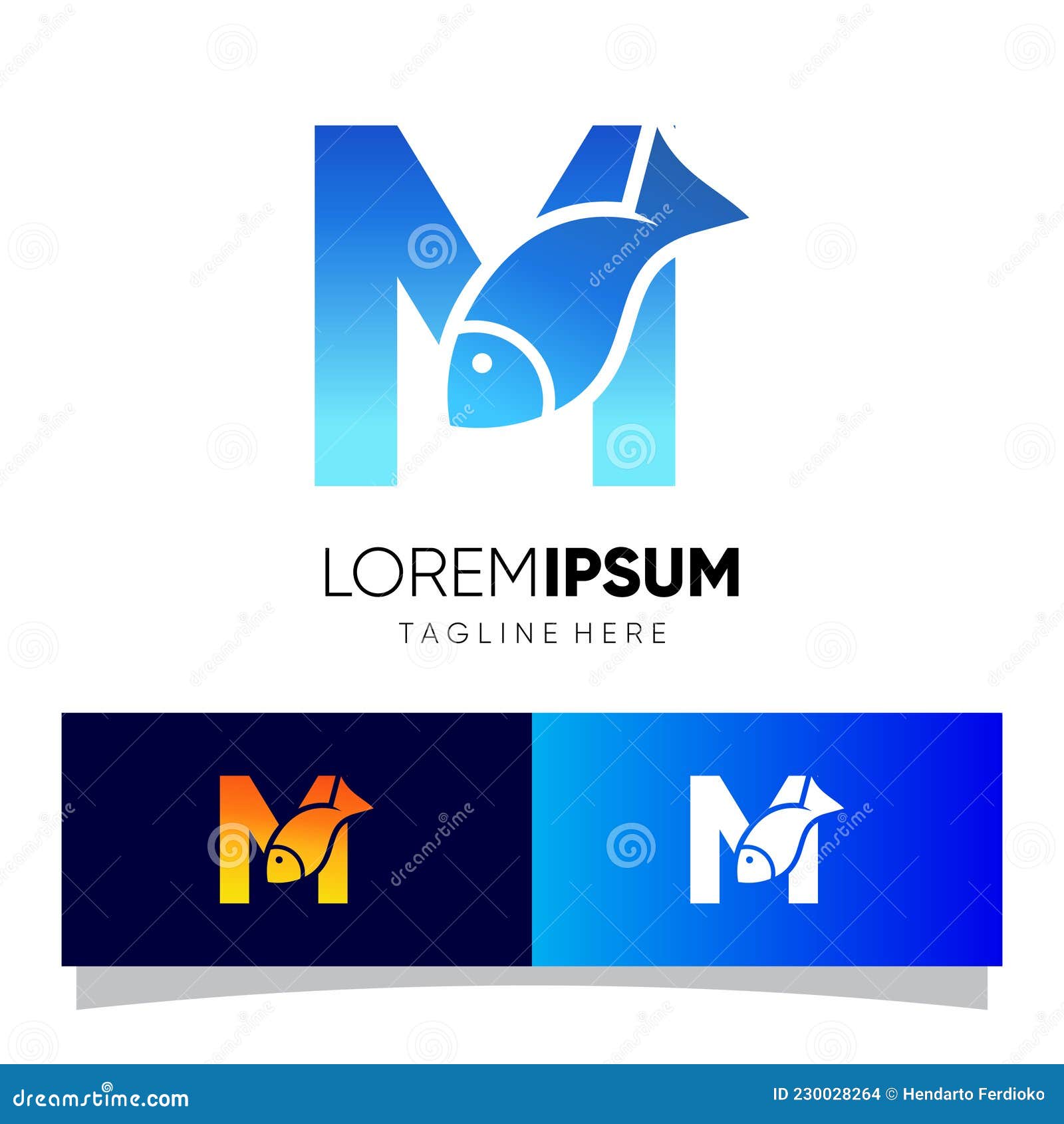 Letter M Initial Fish Logo Design Vector Icon Graphic Emblem ...