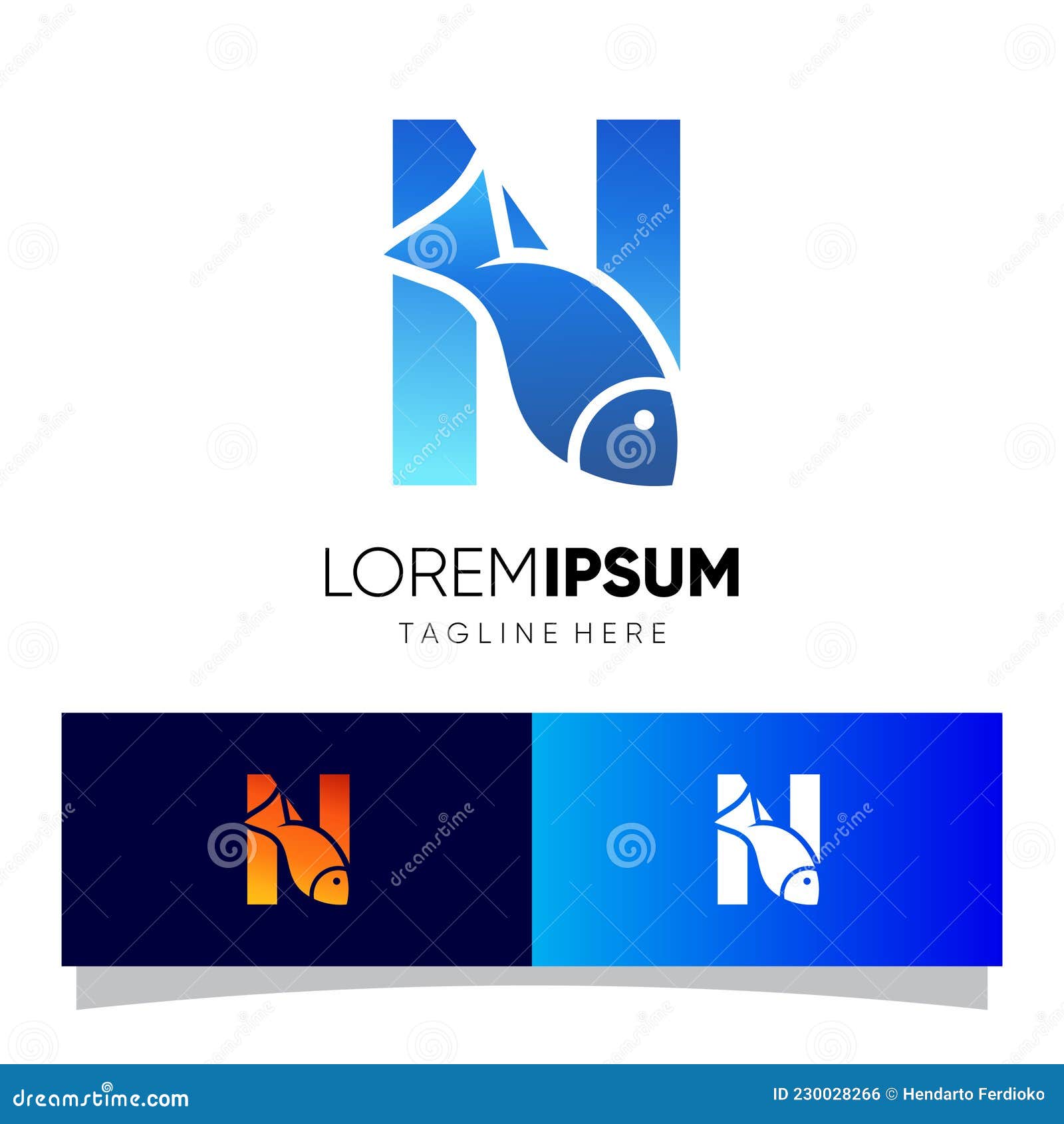 Letter N Initial Fish Logo Design Vector Icon Graphic Emblem ...