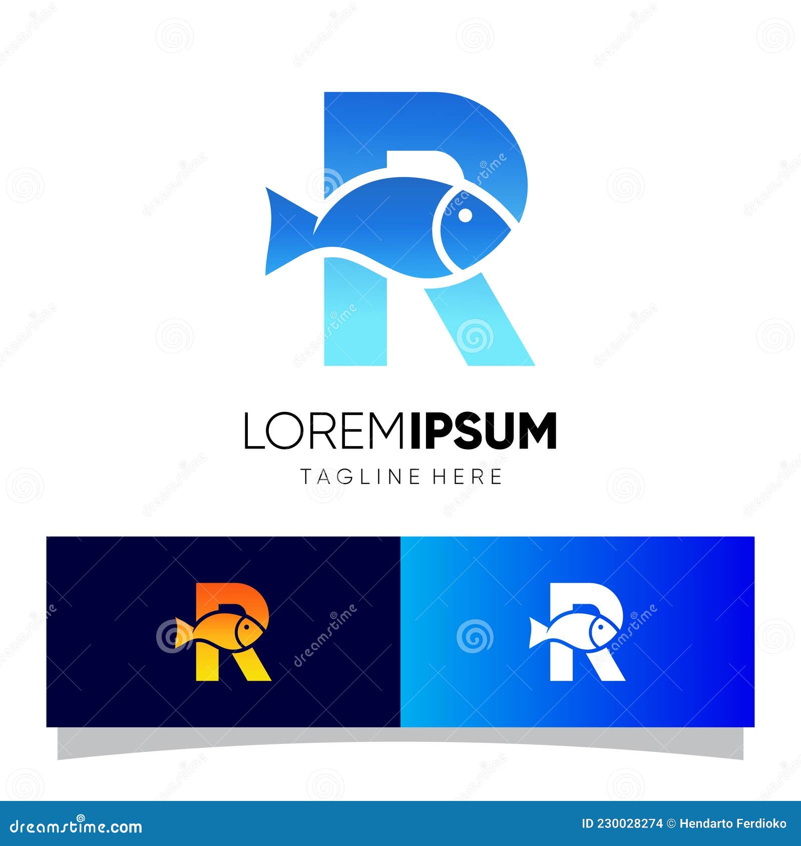 Letter R Initial Fish Logo Design Vector Icon Graphic Emblem ...