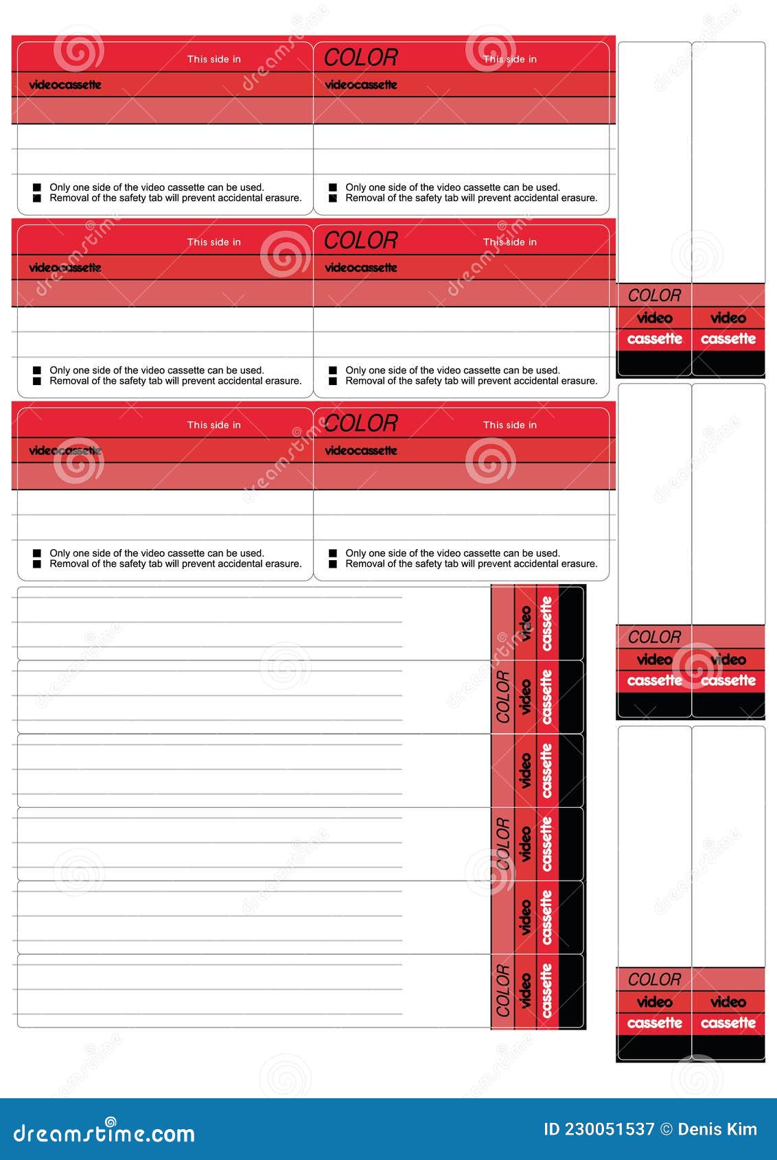 VHS Format Videotape Stickers on the Top Cover of the Cassette, on the ...