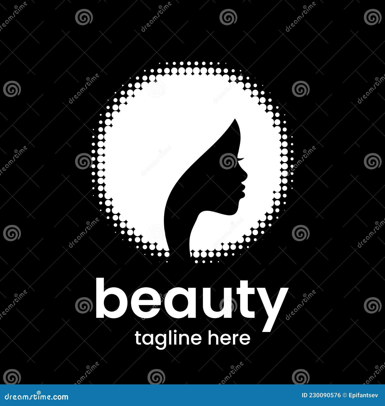 Beauty Emblem Template. Beautiful African American Woman with Curly ...