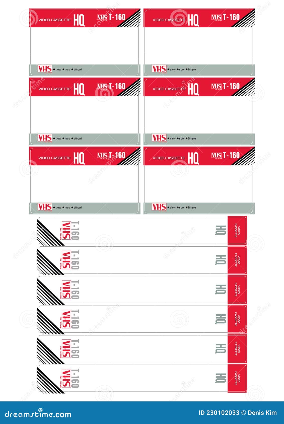 VHS Format T-160 Videotape Stickers on the Top Cover and on the Rib of ...
