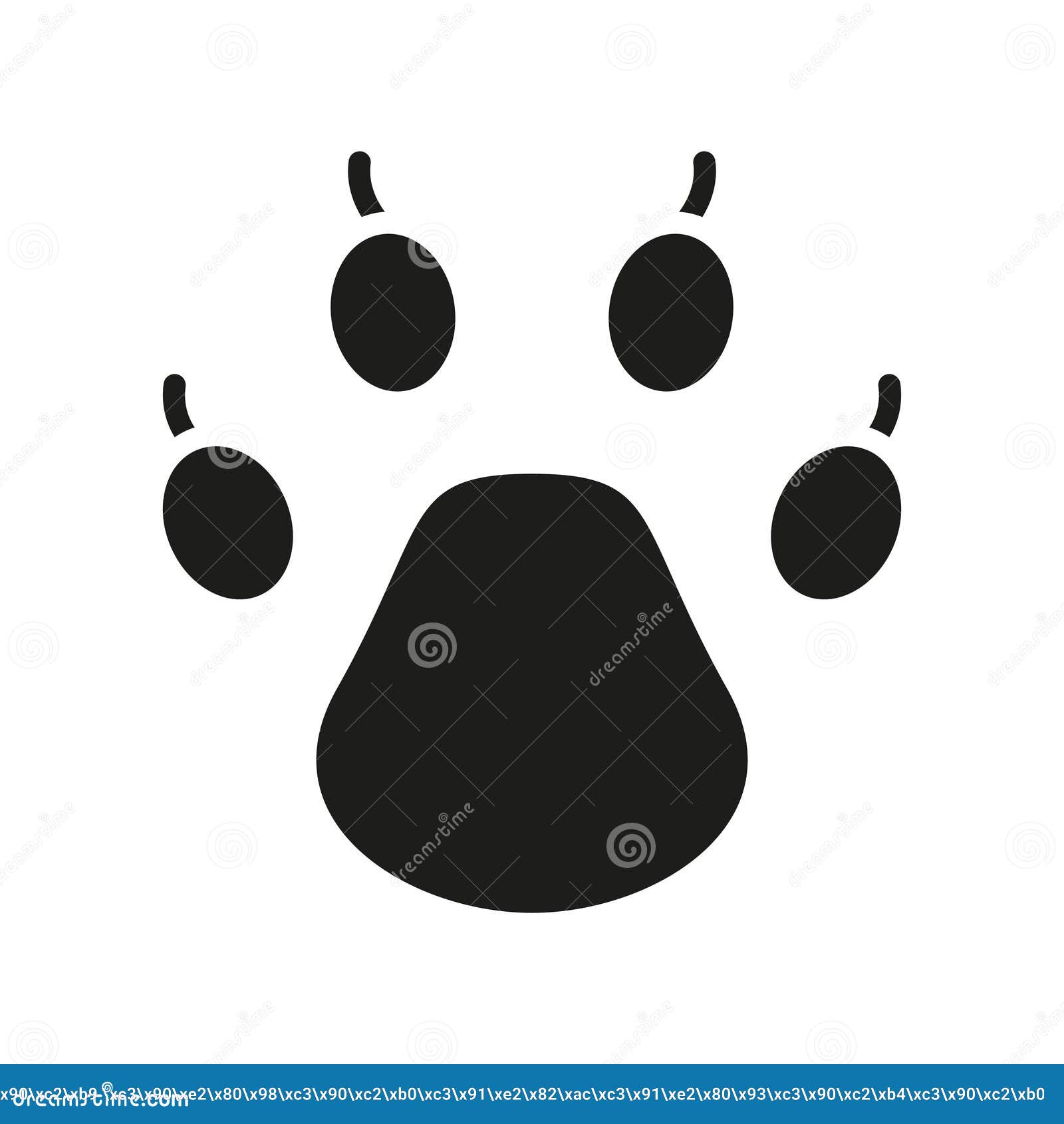 Paw Icon. Black Print Paw Trace. Unknown Animal Footprint Stock Vector ...