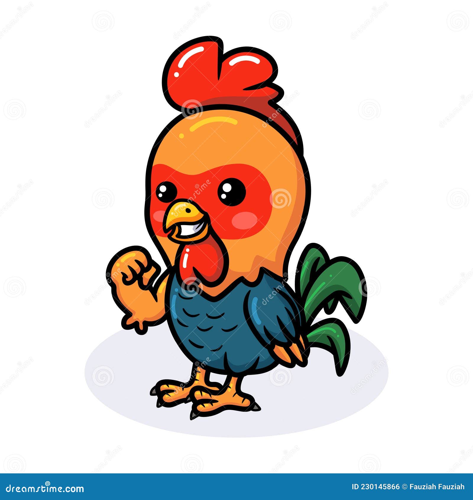 Cute Strong Little Rooster Cartoon Stock Vector - Illustration of ...