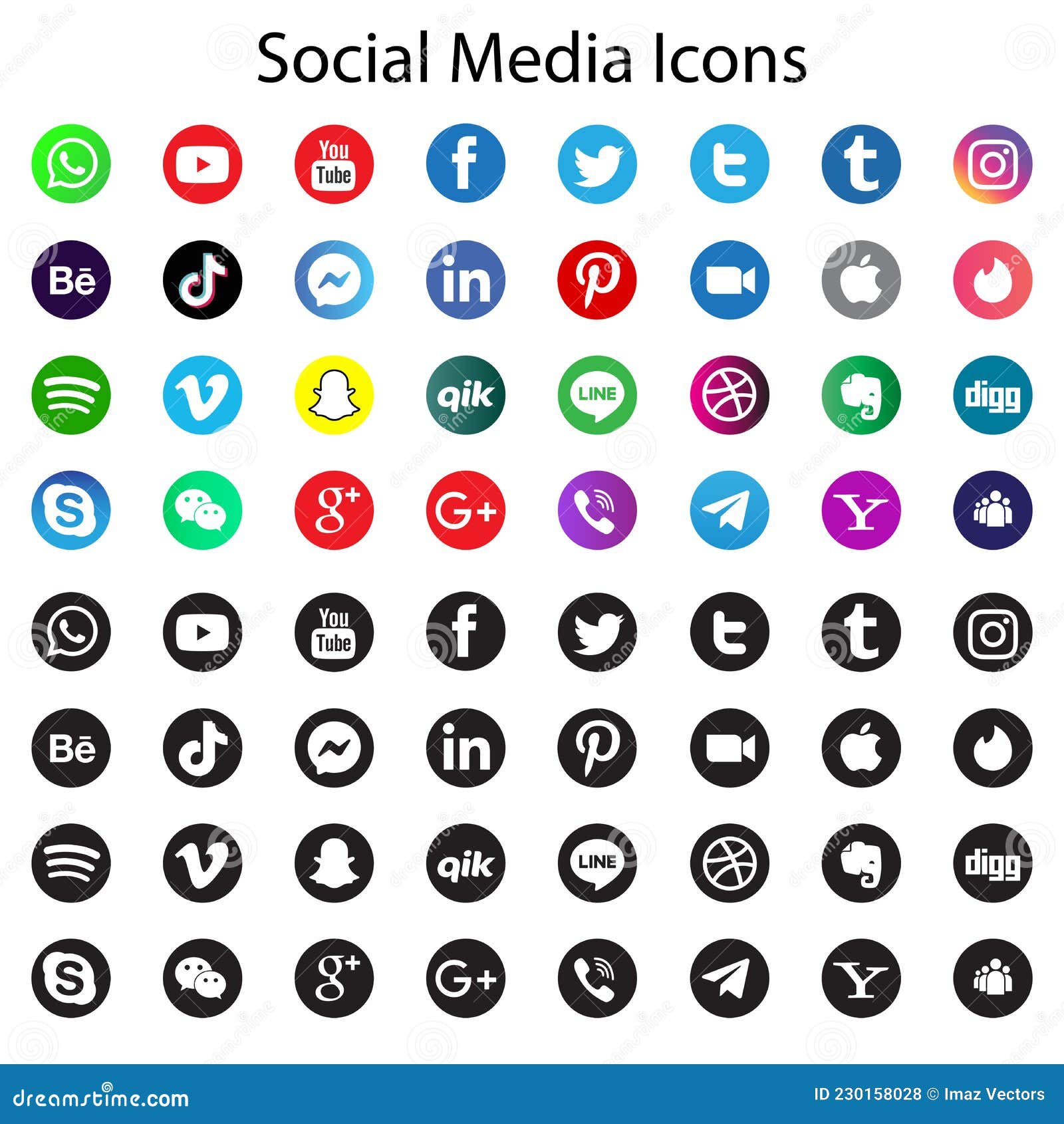 Rounded Shape Social Media Icons Logo Vector Design. Editorial Stock ...
