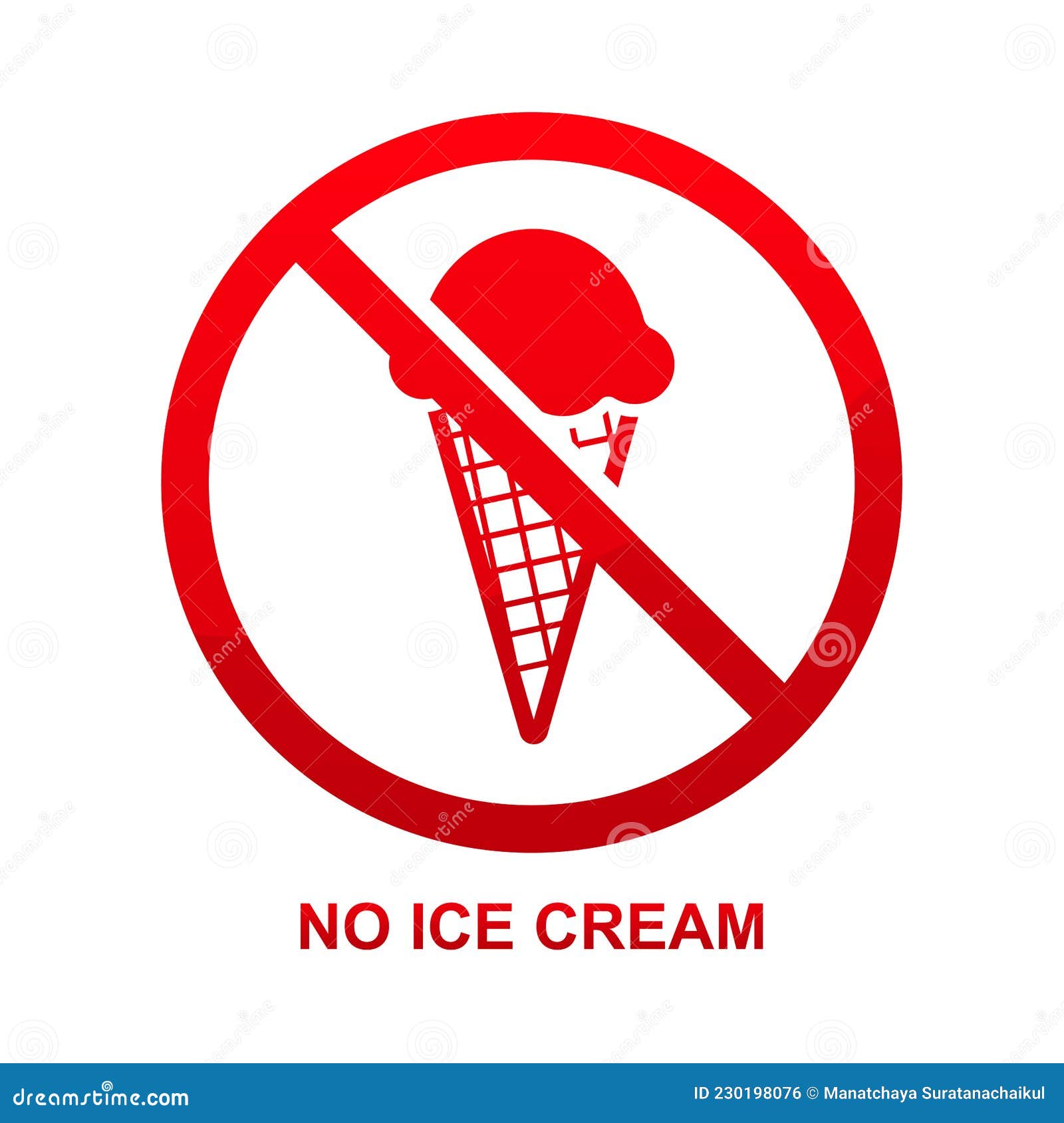 No Ice-cream, Sign Vector Illustration. Do Not Go With Ice-cream ...
