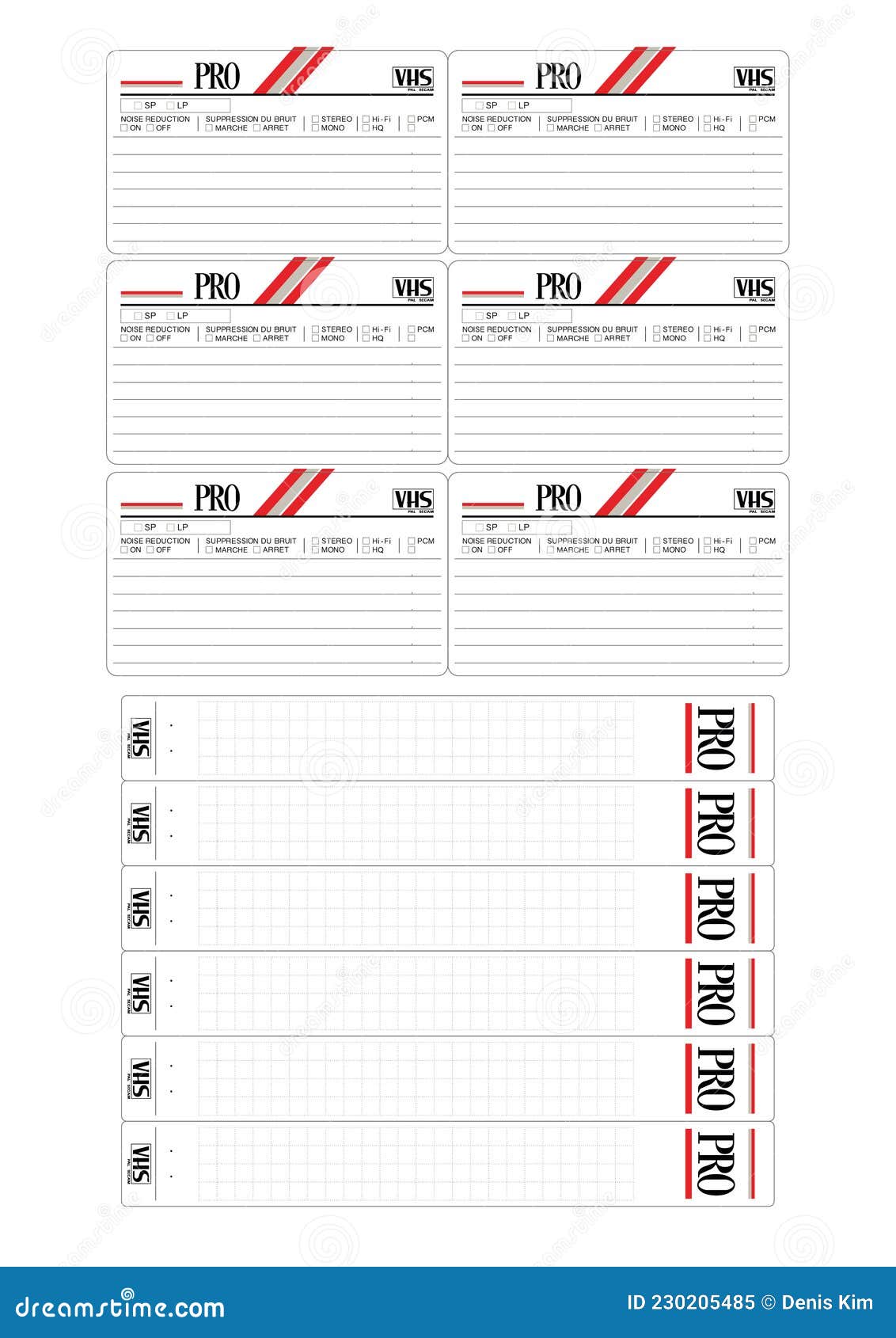 VHS Format Videotape Stickers on the Top Cover and on the Rib of the ...