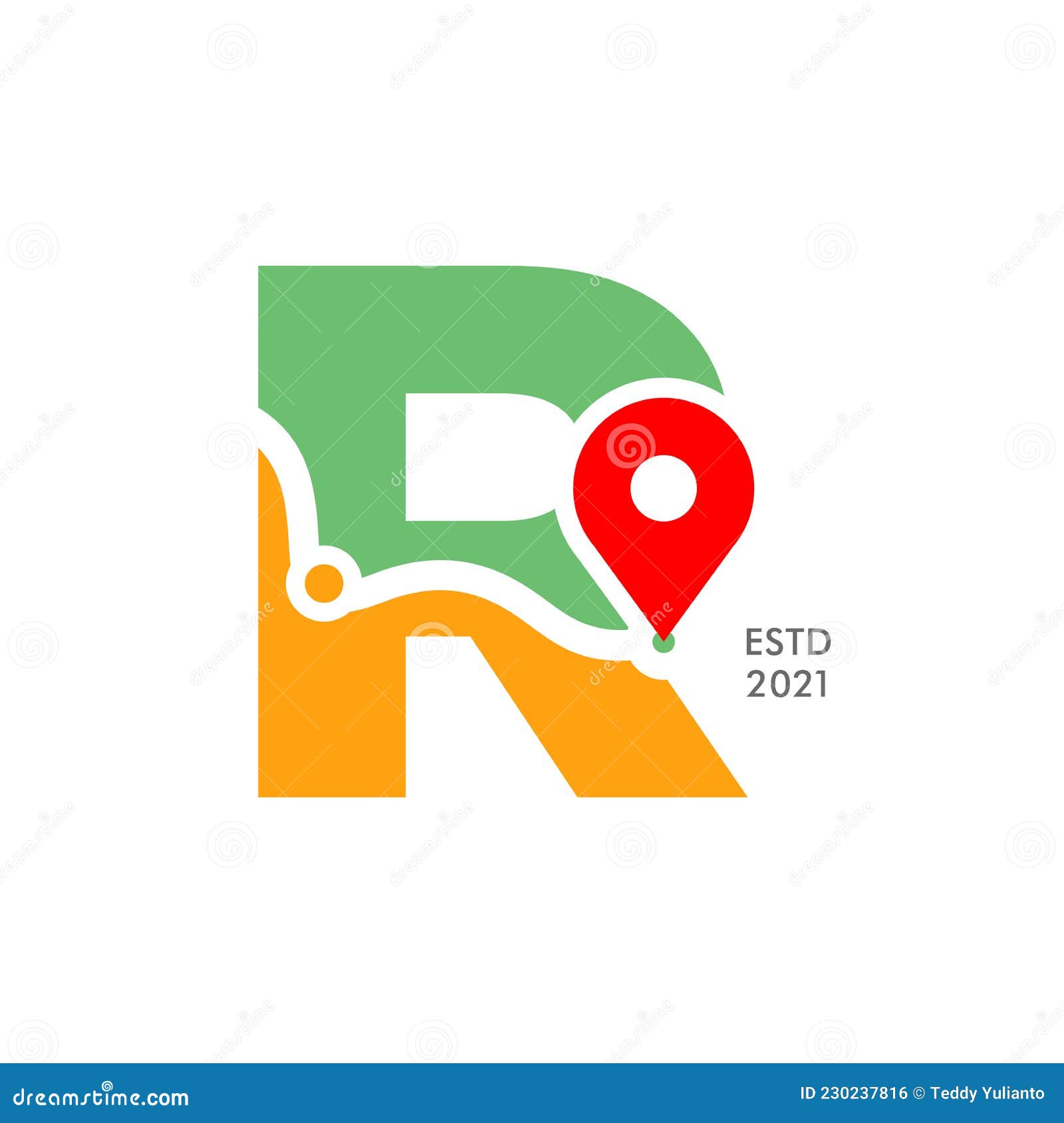 Simple and Modern Initial R Pin Location. Stock Vector - Illustration ...