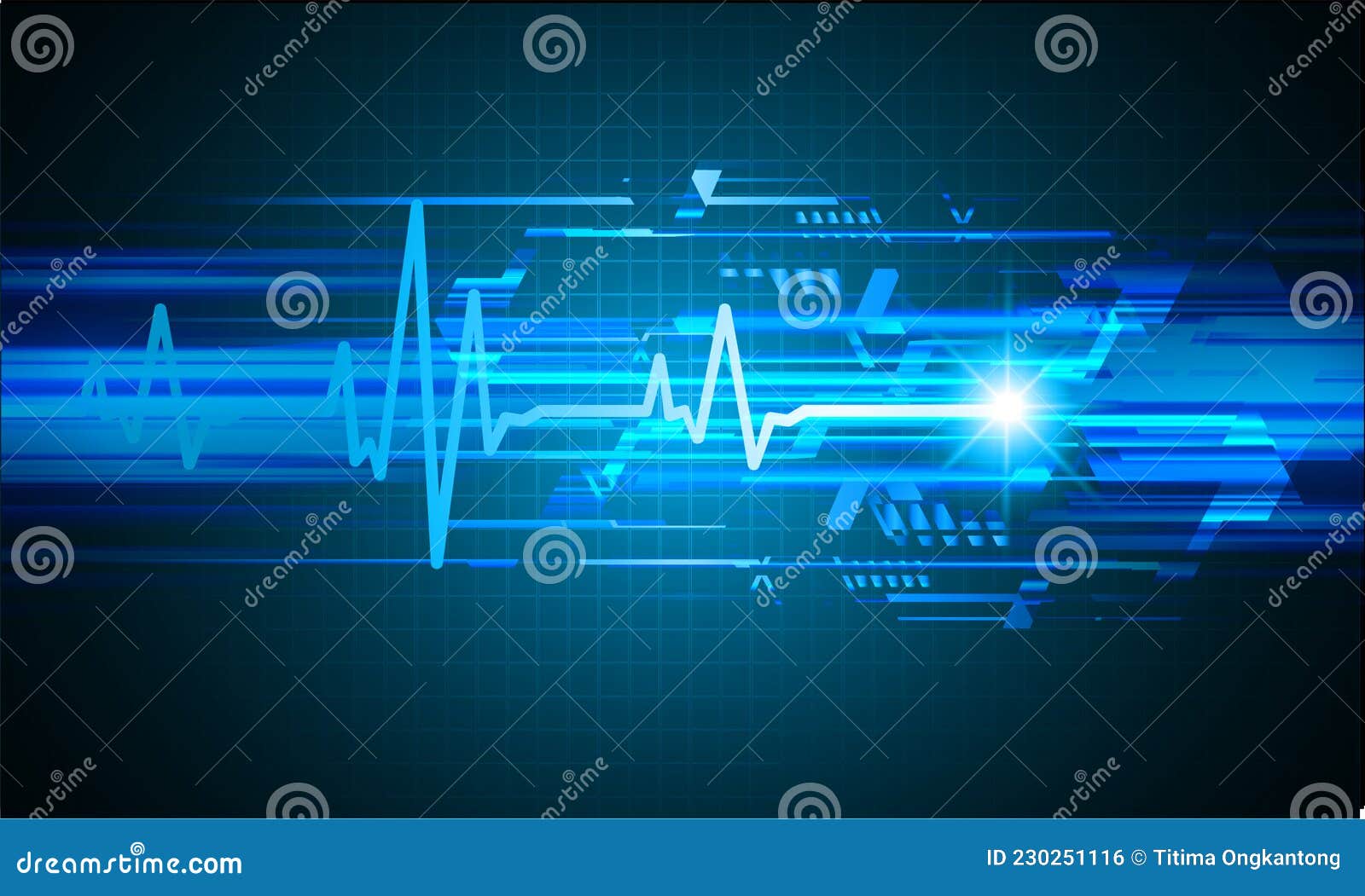 Blue Heart Pulse Monitor with Signal. Heart Beat Stock Vector ...