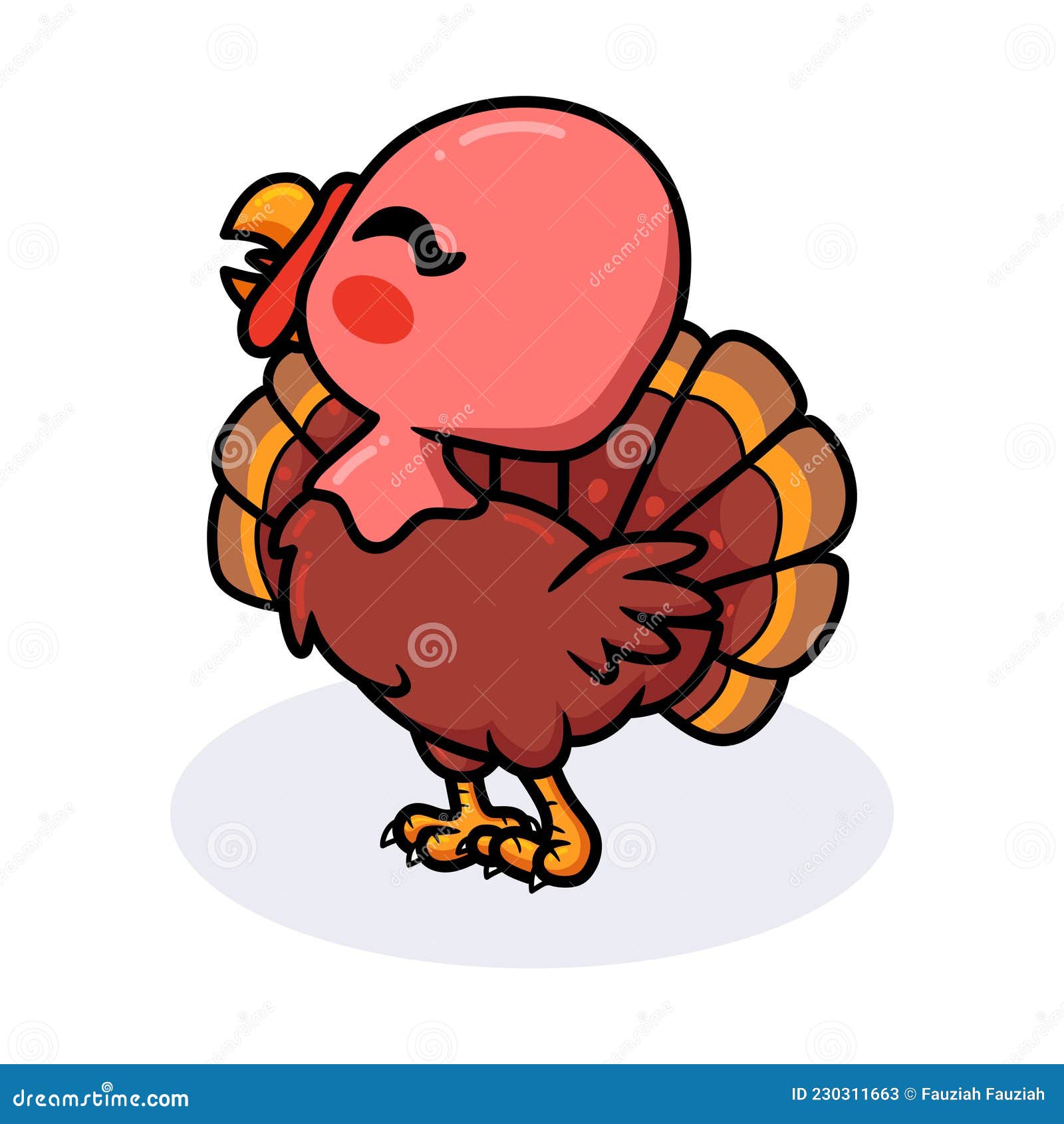 Cute Happy Baby Turkey Cartoon Stock Vector - Illustration of pose ...