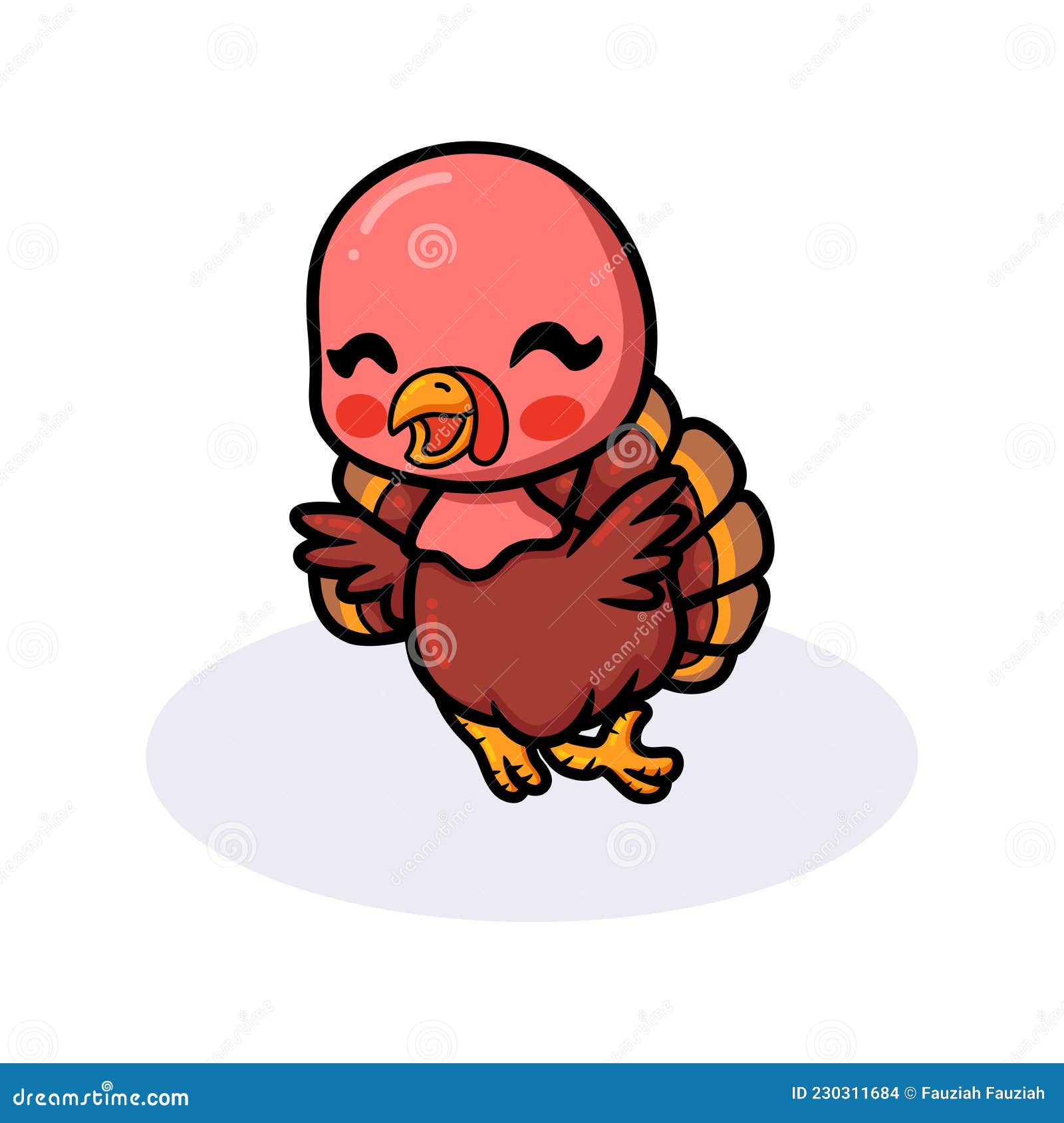 Cute Happy Baby Turkey Cartoon Stock Vector - Illustration of kawaii ...