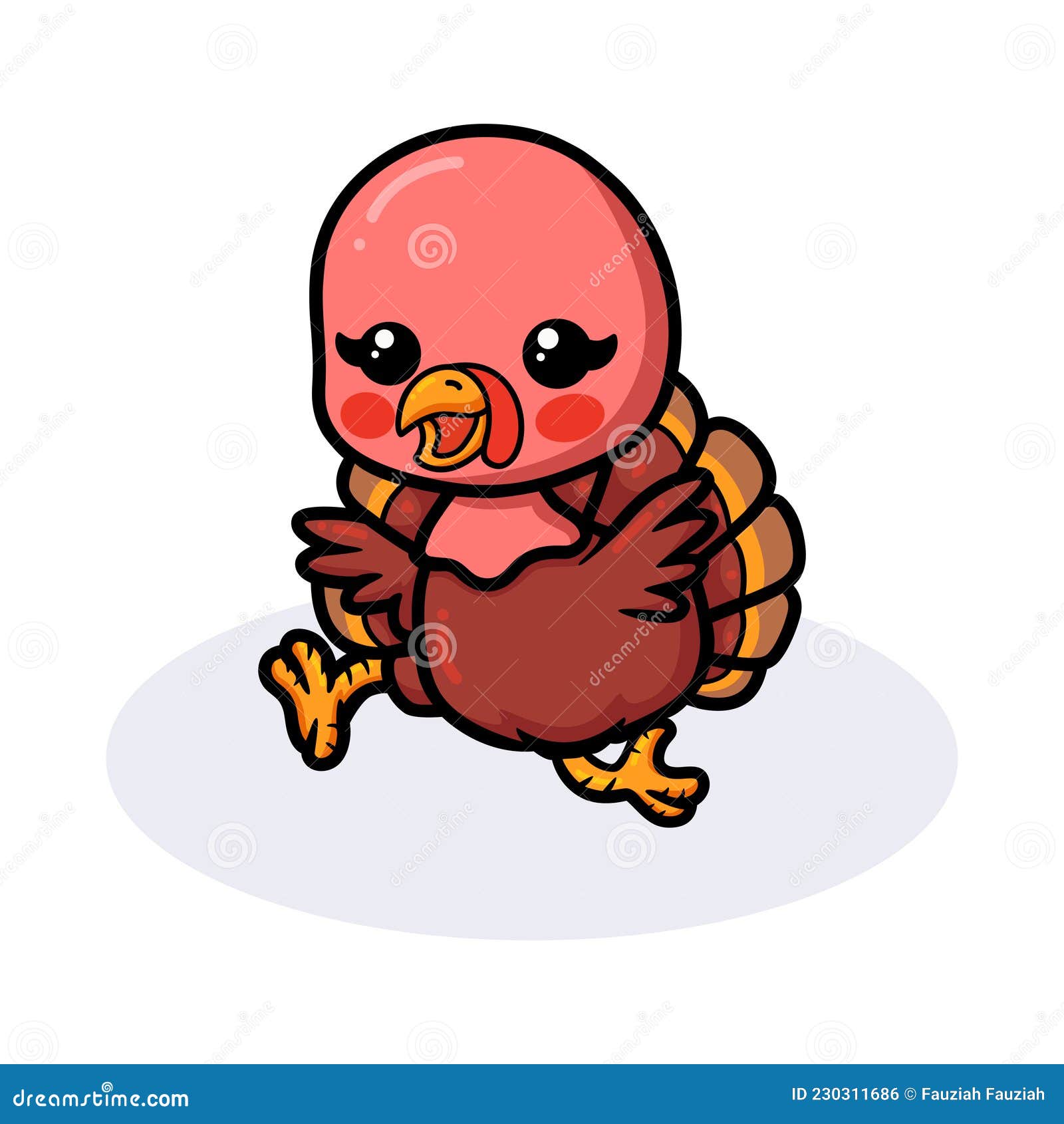 Cute Baby Turkey Cartoon Running Stock Vector - Illustration of kawaii ...