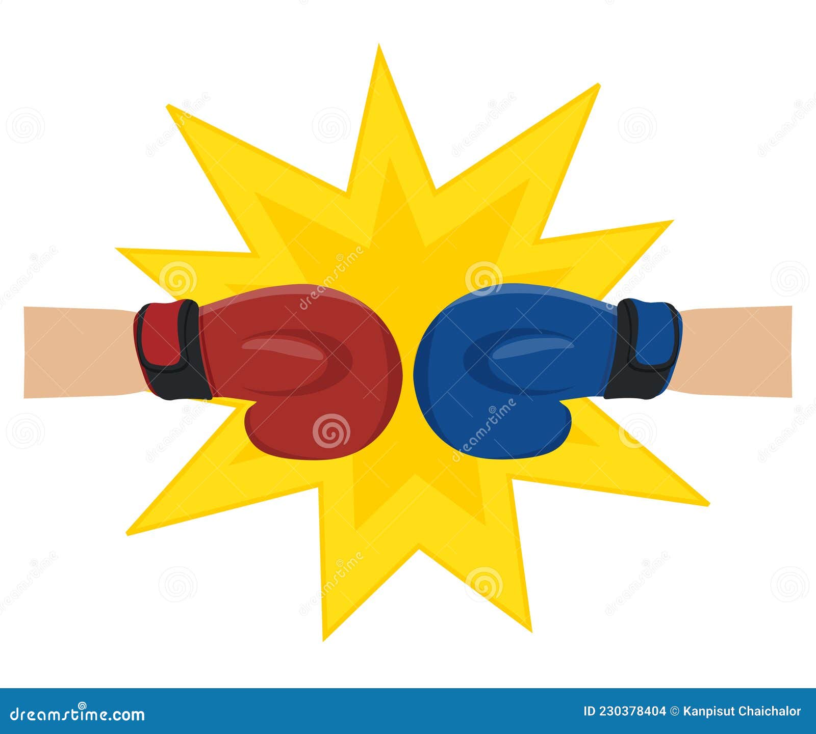 Boxing Gloves Fight Icon, Red Vs Blue. Battle Emblem Cartoon Vector ...