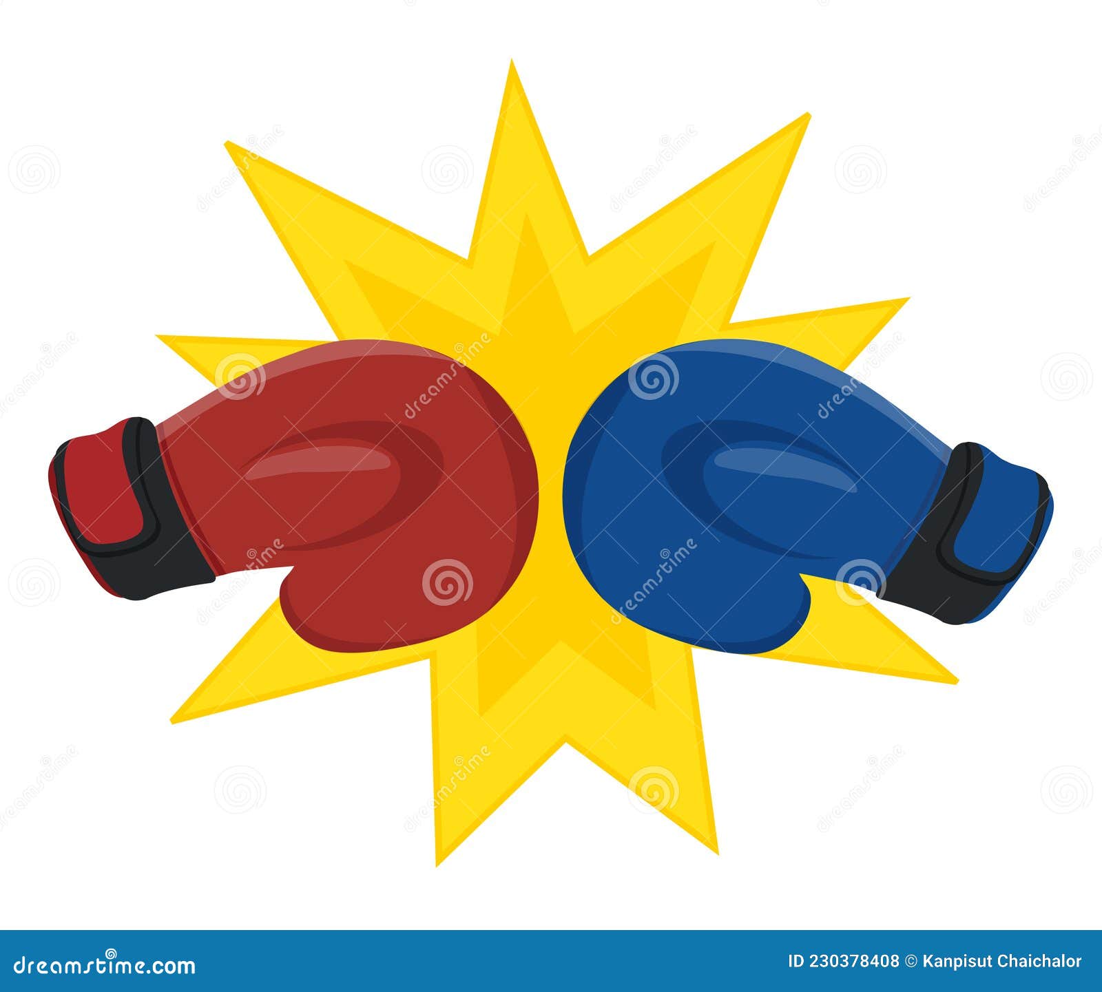 Boxing Gloves Fight Icon, Red Vs Blue. Battle Emblem Cartoon Vector ...