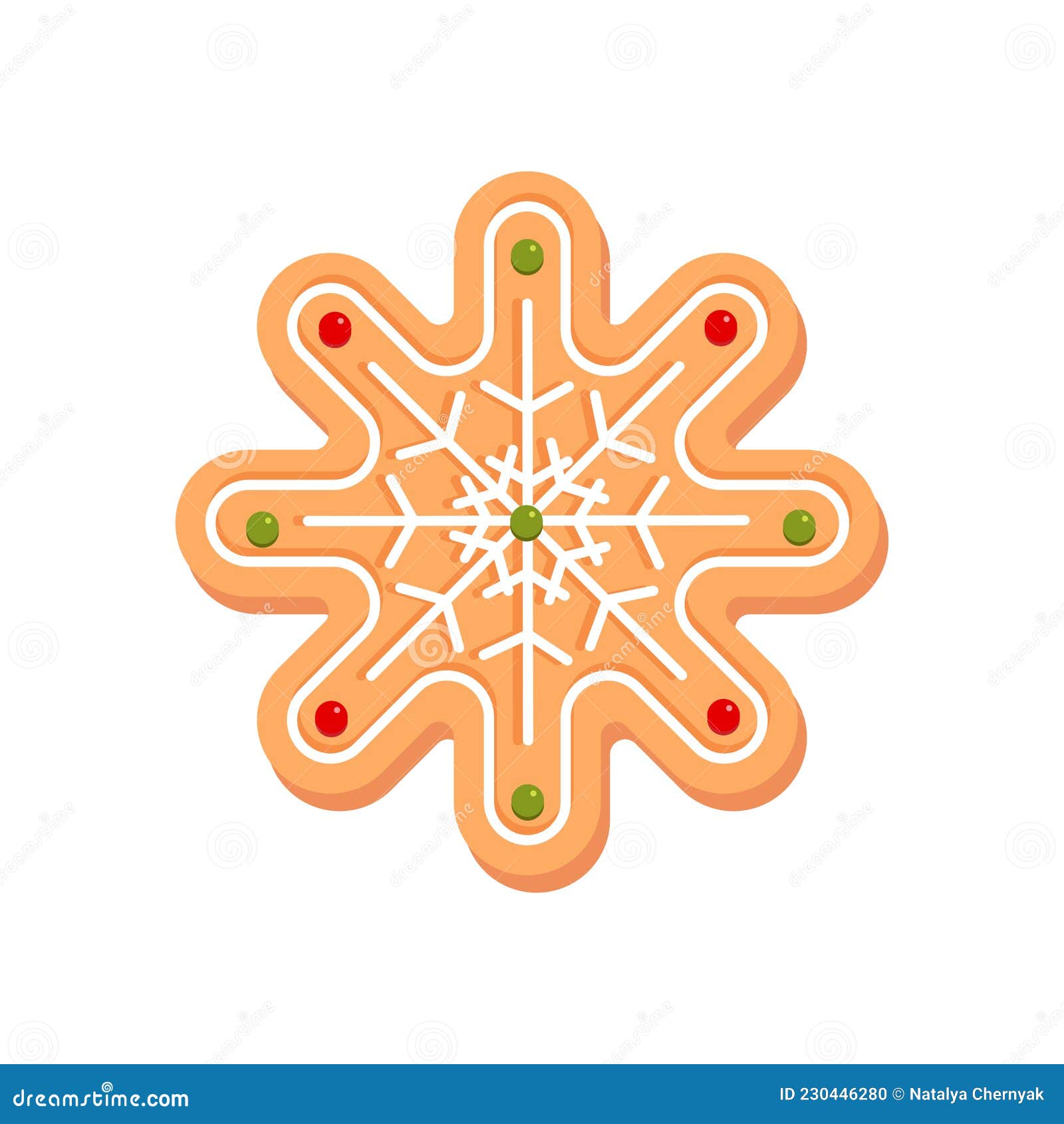 Christmas Snowflake, Gingerbread Cookies Isolated on White Background ...