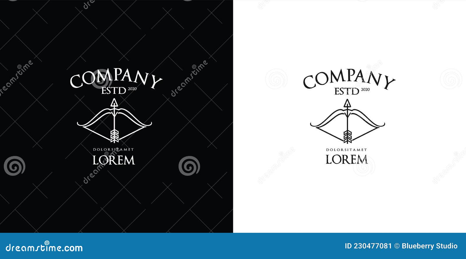 Creative Bow Arrow Logo Design Template Silhouette Black. Archery ...