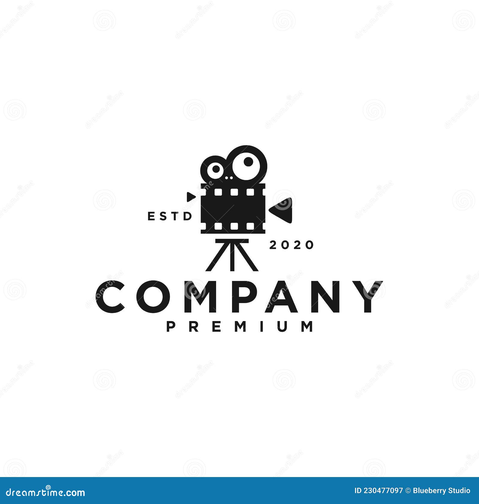 Film Roll Logo Vector Black Cinema and Movie Illustration. Vintage ...