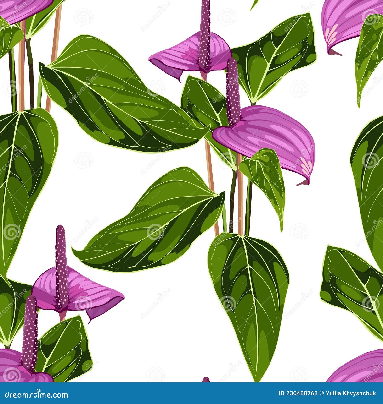 Anthurium Pattern Cartoon Vector | CartoonDealer.com #37696525