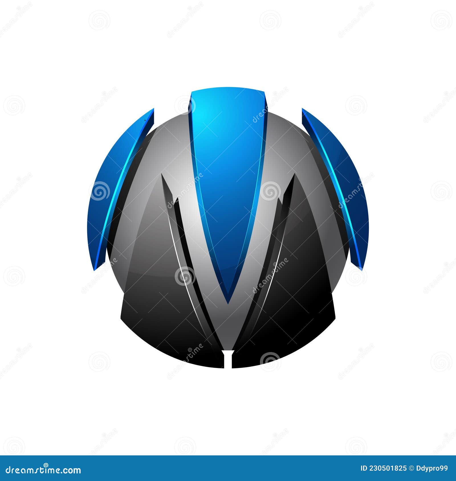 Initial Letter M Logo Template Colored Blue Grey Circle 3d Design for ...