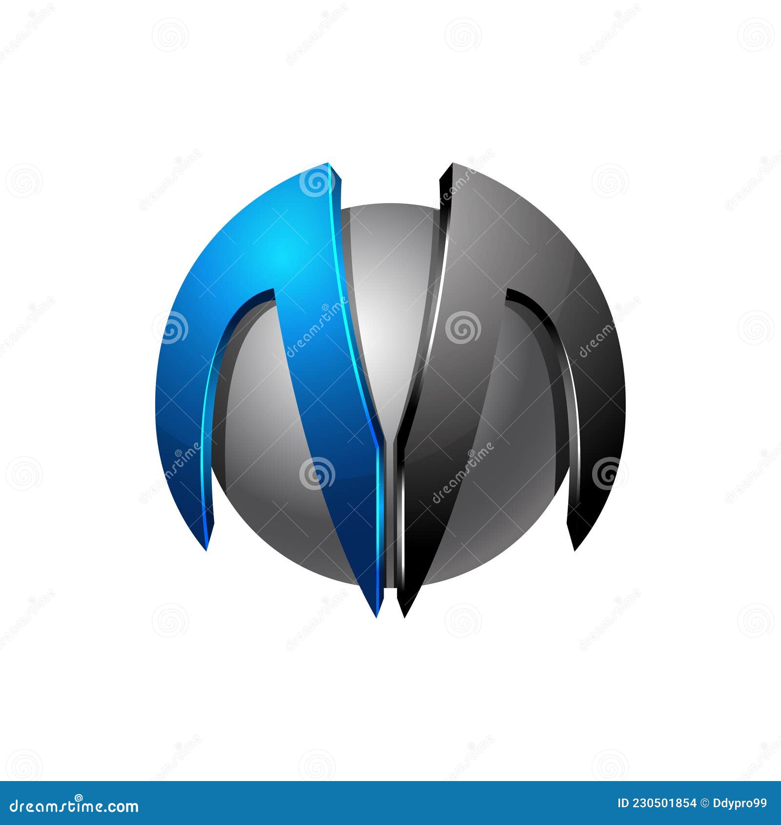 PrintInitial Letter M Logo Template Colored Blue Grey Circle 3d Design ...