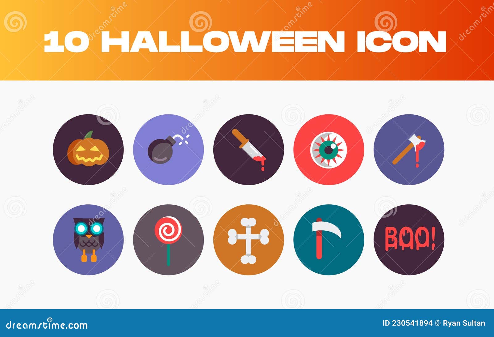 Circle Halloween Icon Set 5 Stock Vector - Illustration of halloween ...