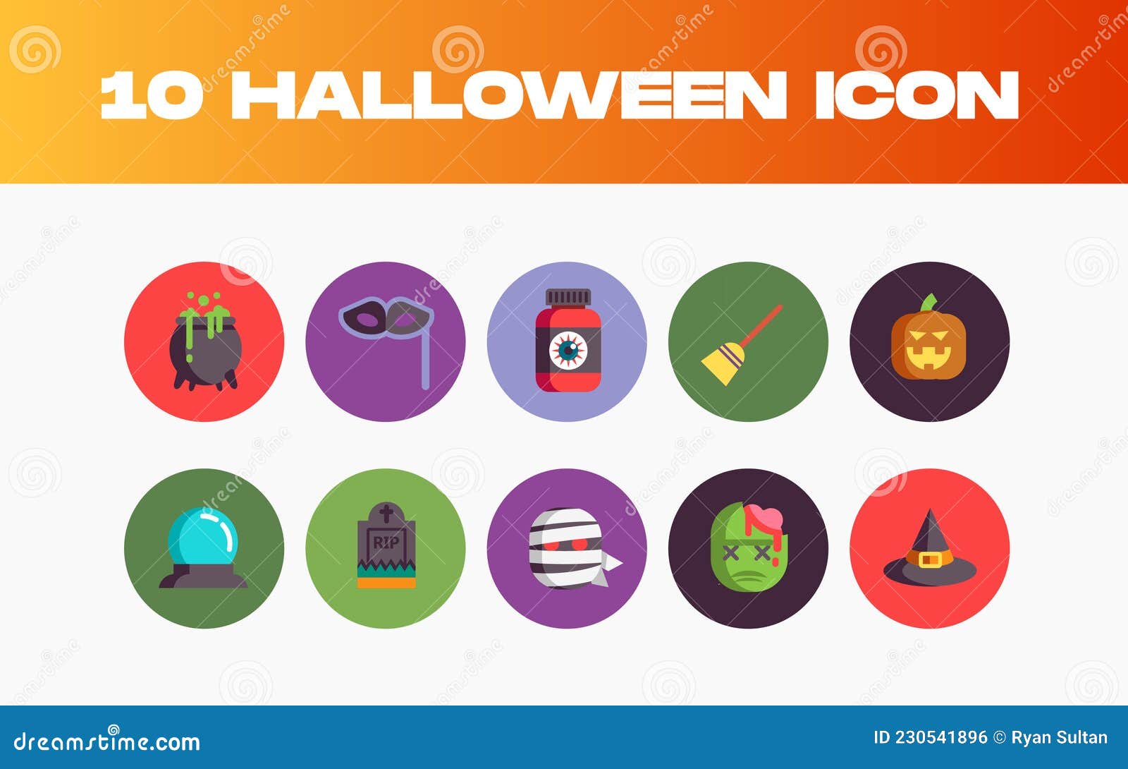 CIrcle Halloween Icon Set 3 Stock Vector - Illustration of spooky, jack ...