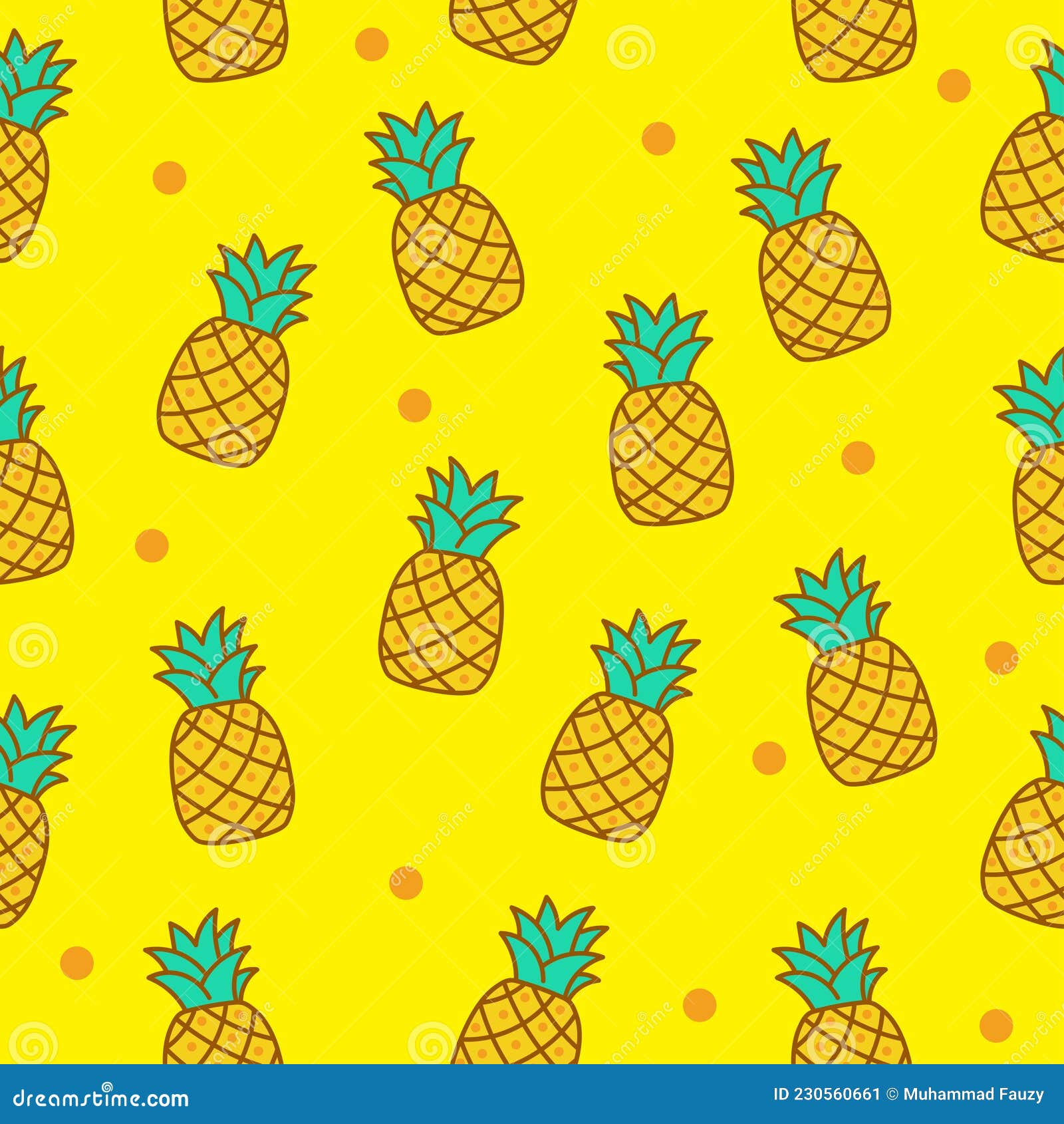 Cute Pineapple Seamless Pattern with a Colorful Design Stock Vector - Illustration of pineapple ...
