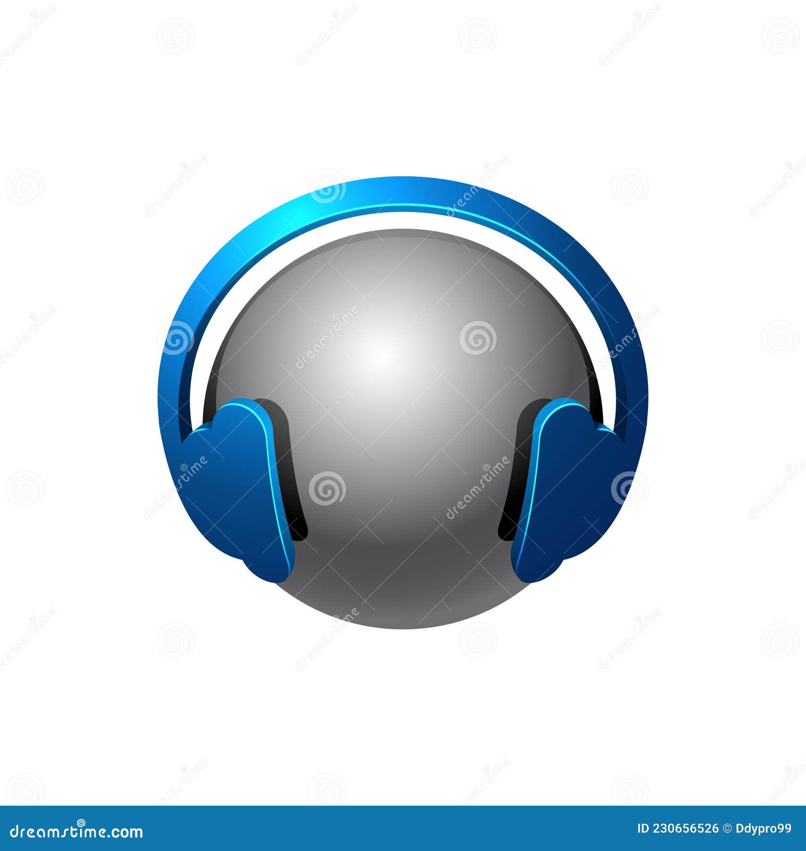 Headset Logo Template in Blue Gray Circle 3d Design for Business and ...