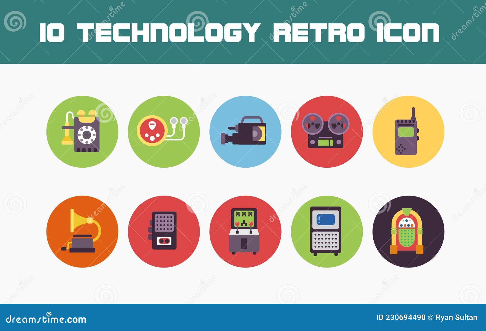 Technology Retro Icon Set 2 Stock Vector - Illustration of shopping ...