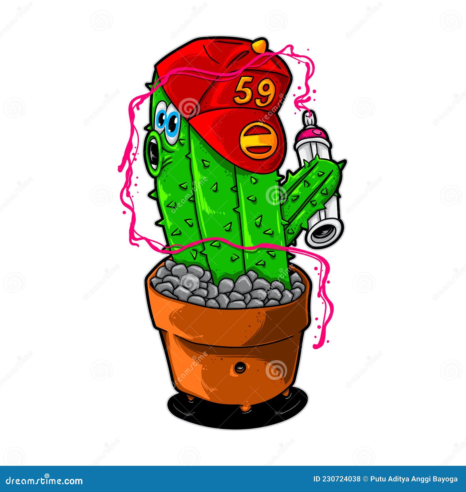 3D Vandal Cartoon Defacing A Wall Isolated On White Background Royalty ...