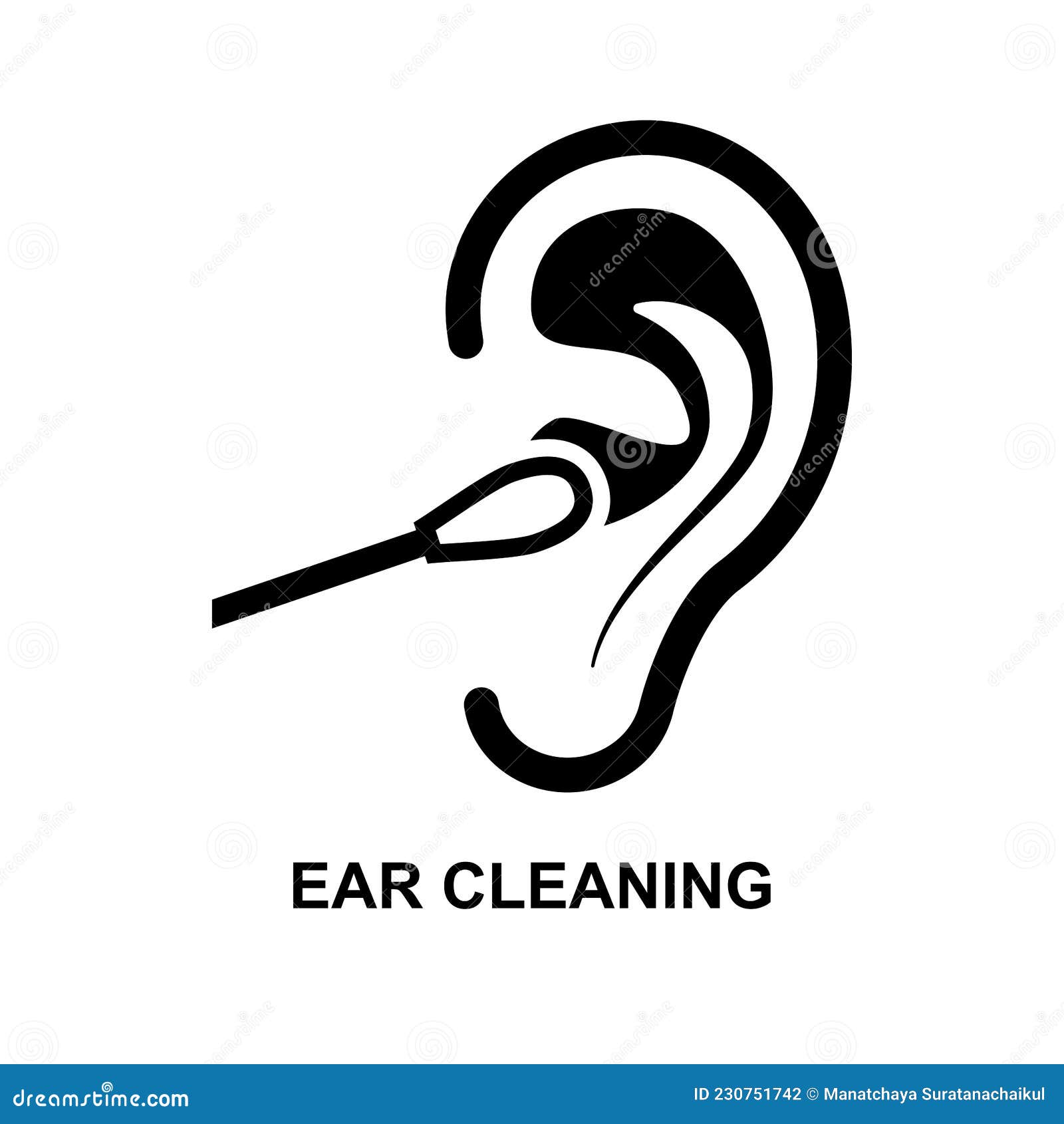 Ear Cleaning Icon, Cotton Swab Sign, Hygiene Routine Concept Stock ...